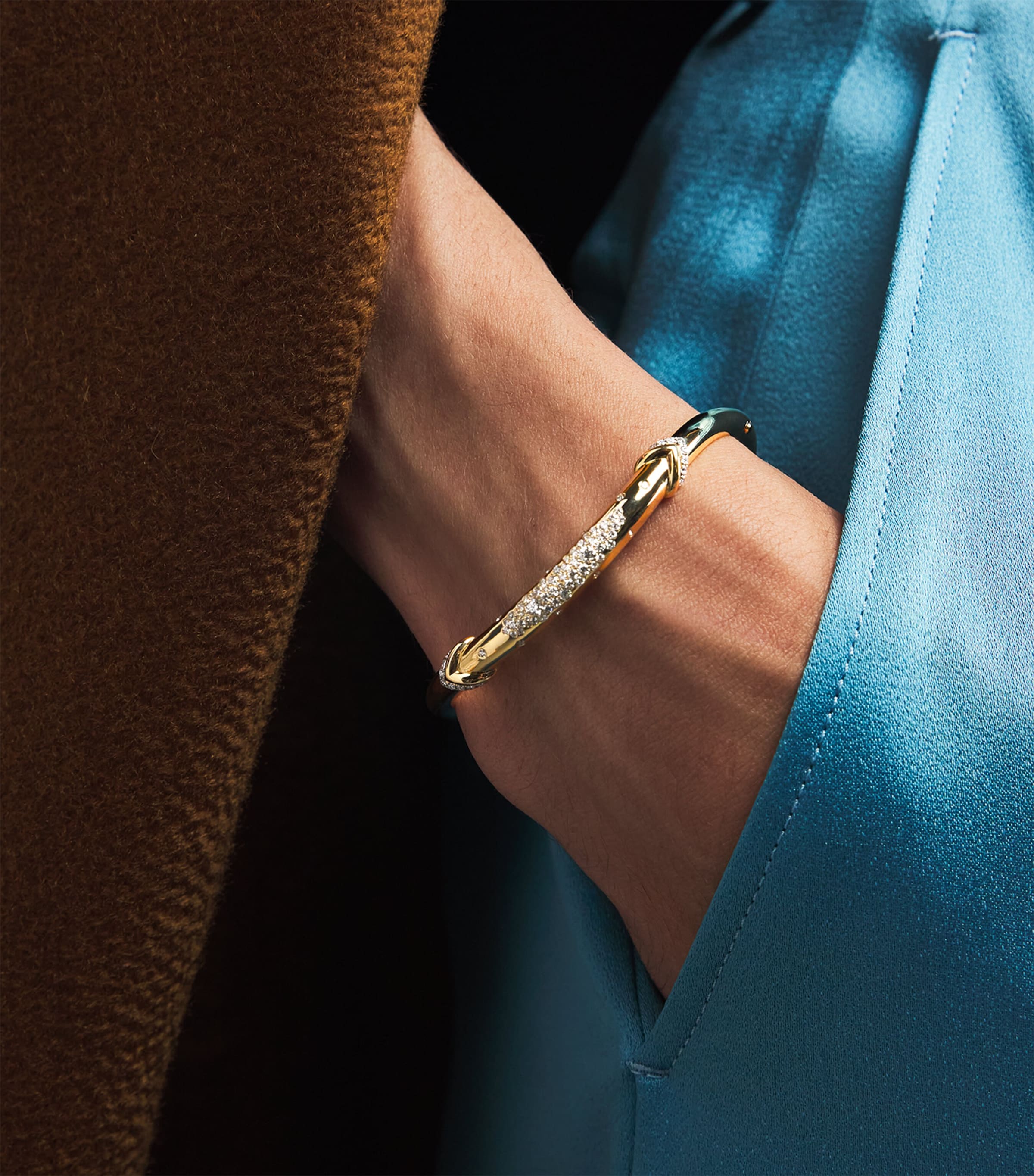 L'ATELIER NAWBAR Yellow Gold and Diamond Boa Belly Stack Bangle ...