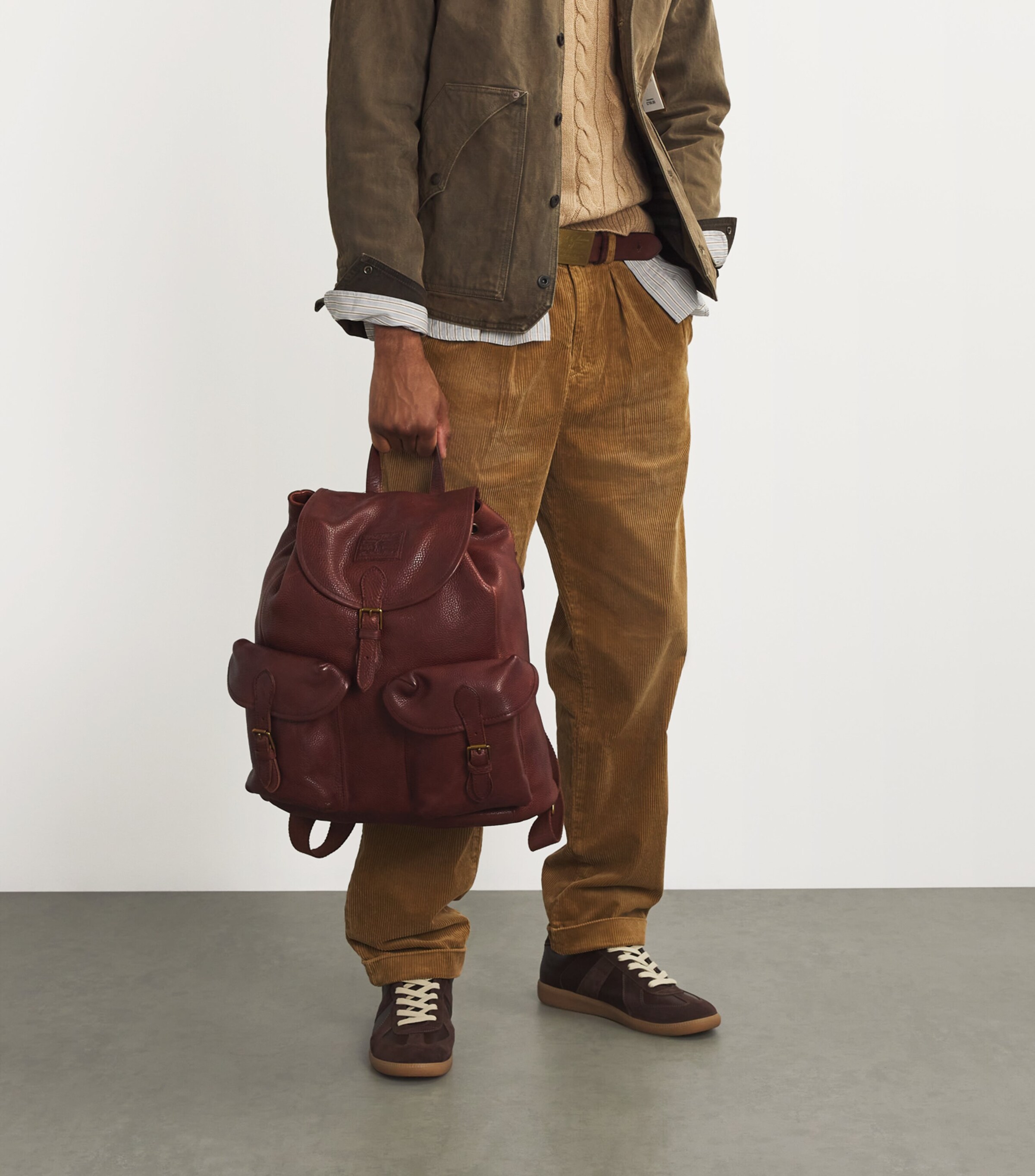 Polo Ralph Lauren Beige Leather Heritage Backpack | Harrods UK