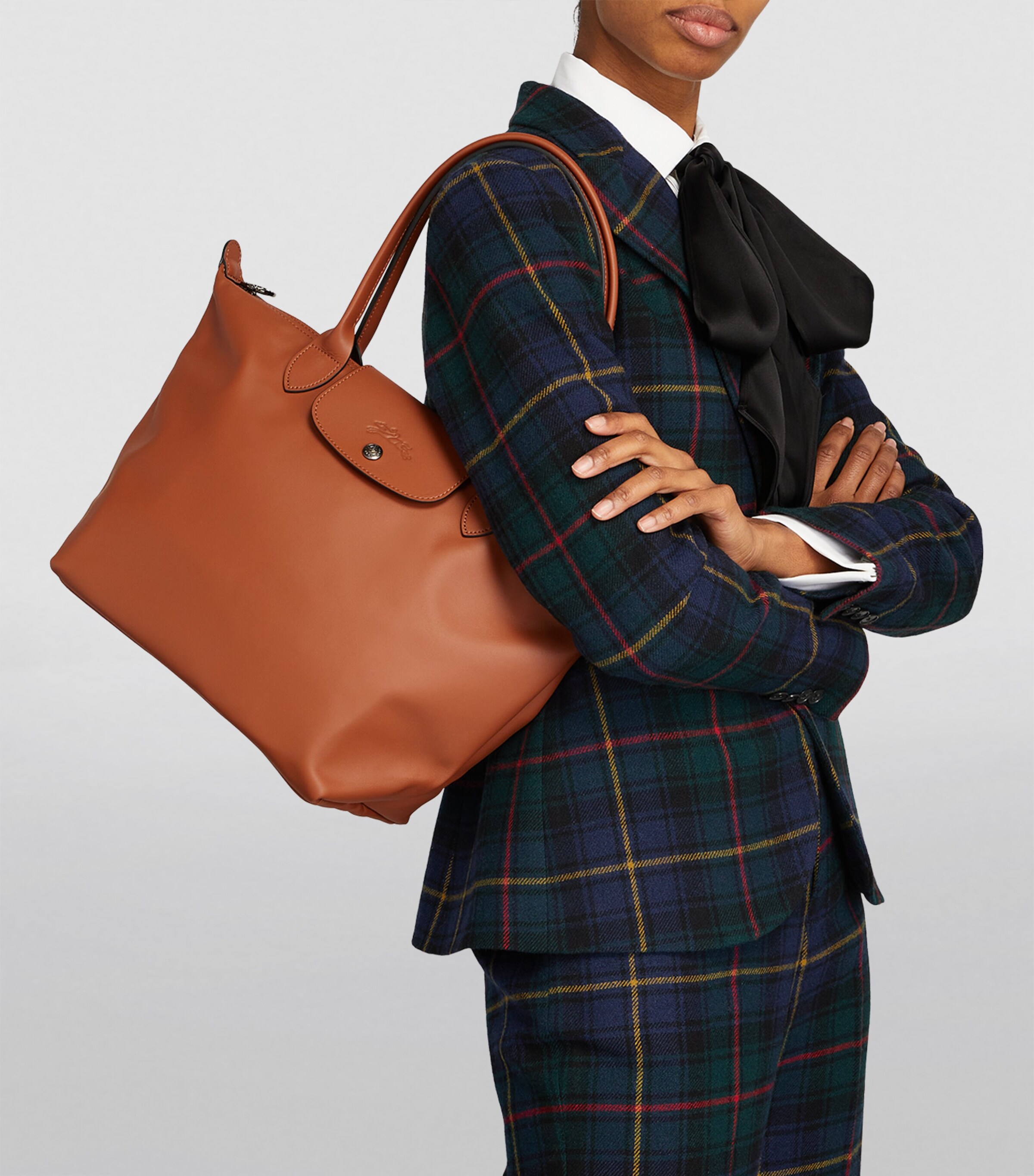 Longchamp Brown Medium Leather Le Pliage Xtra Tote Bag | Harrods UK