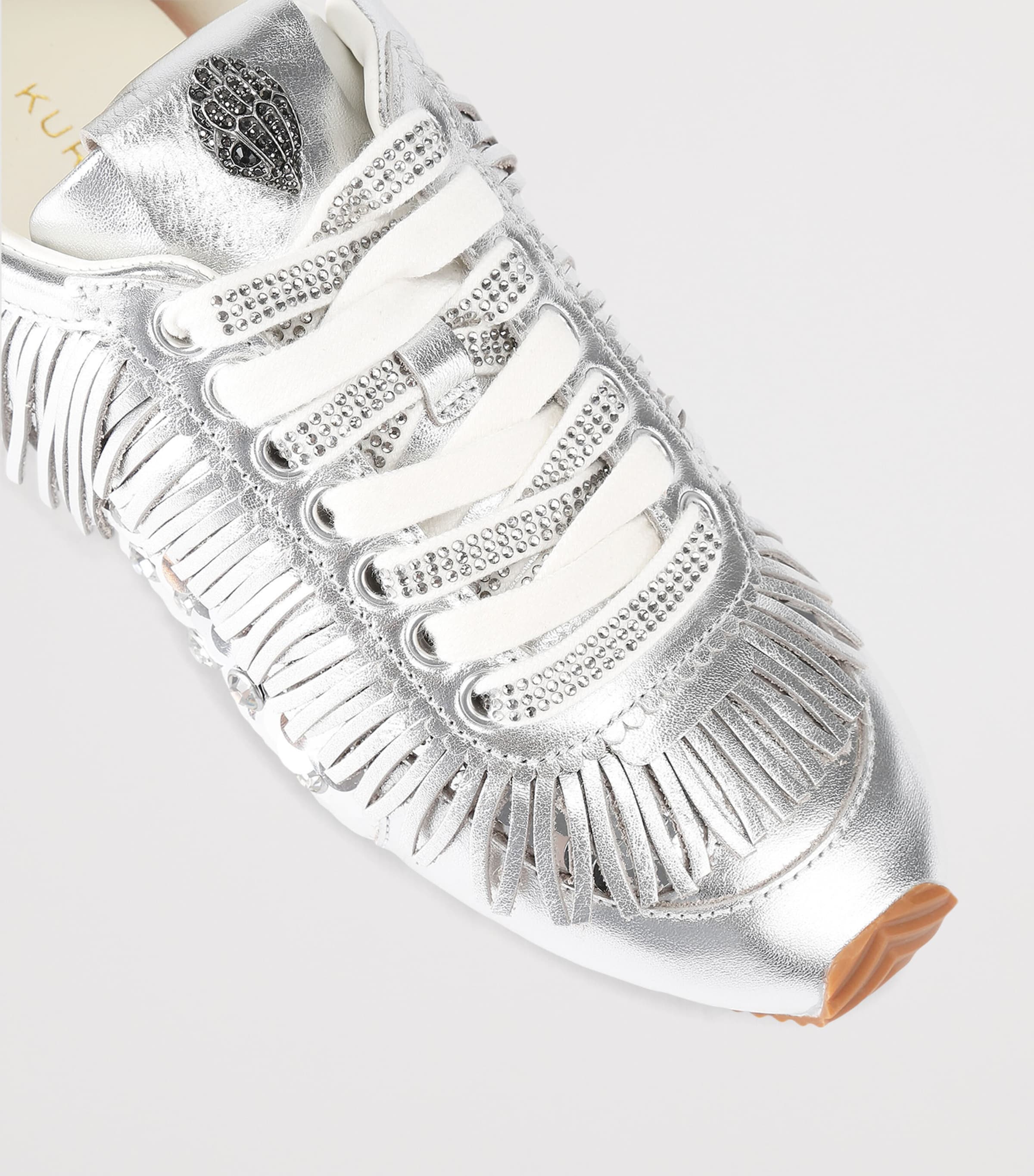 Kurt Geiger London Silver Leather Fringe Islington Sneakers | Harrods US