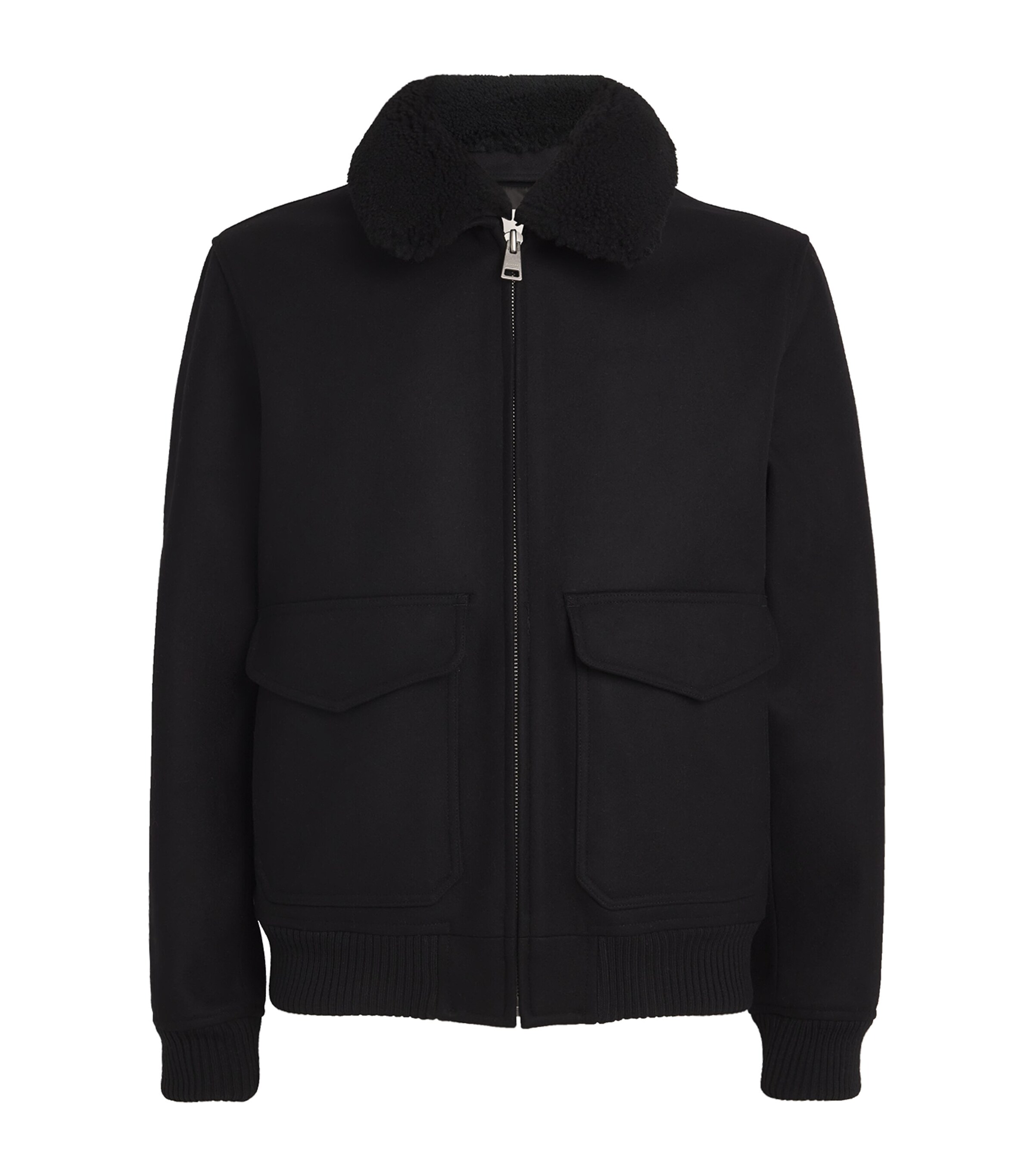 Sandro Wool-blend Aviator Jacket In Black | ModeSens