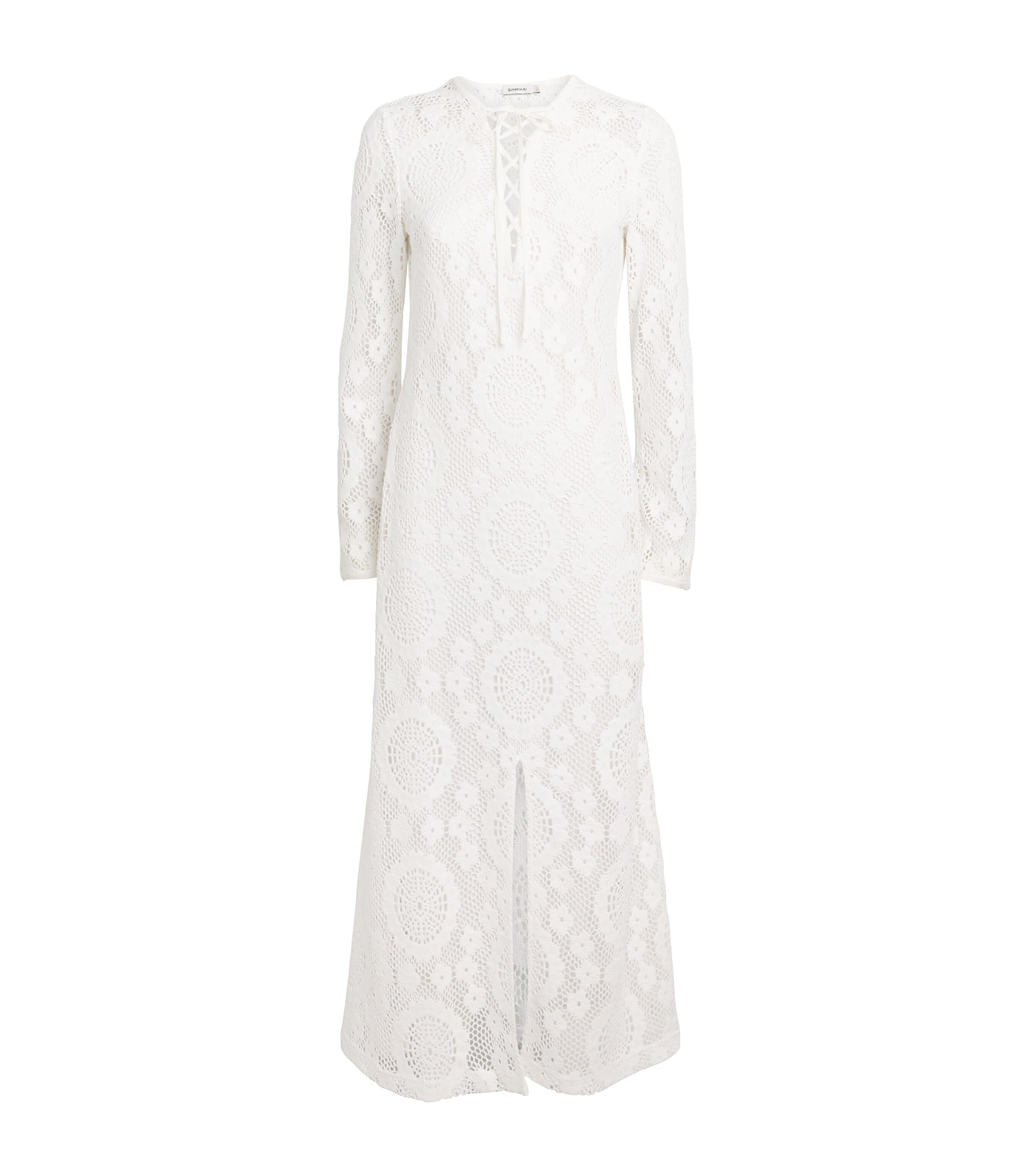 Simkhai Ivory Crochet Hawthorne Midi Dress | Harrods CA