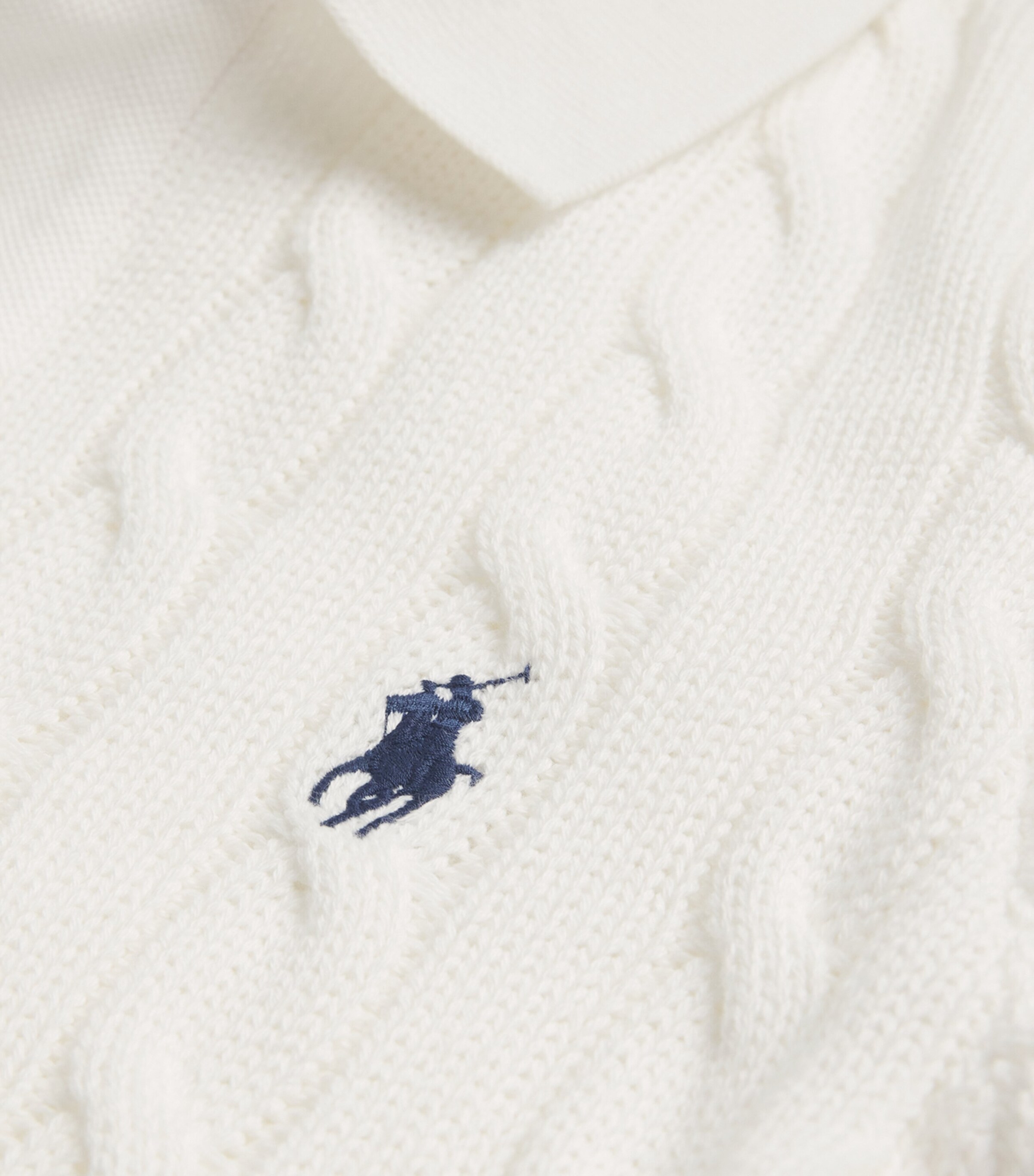Polo Ralph Lauren White Cable-Knit Polo Shirt | Harrods US