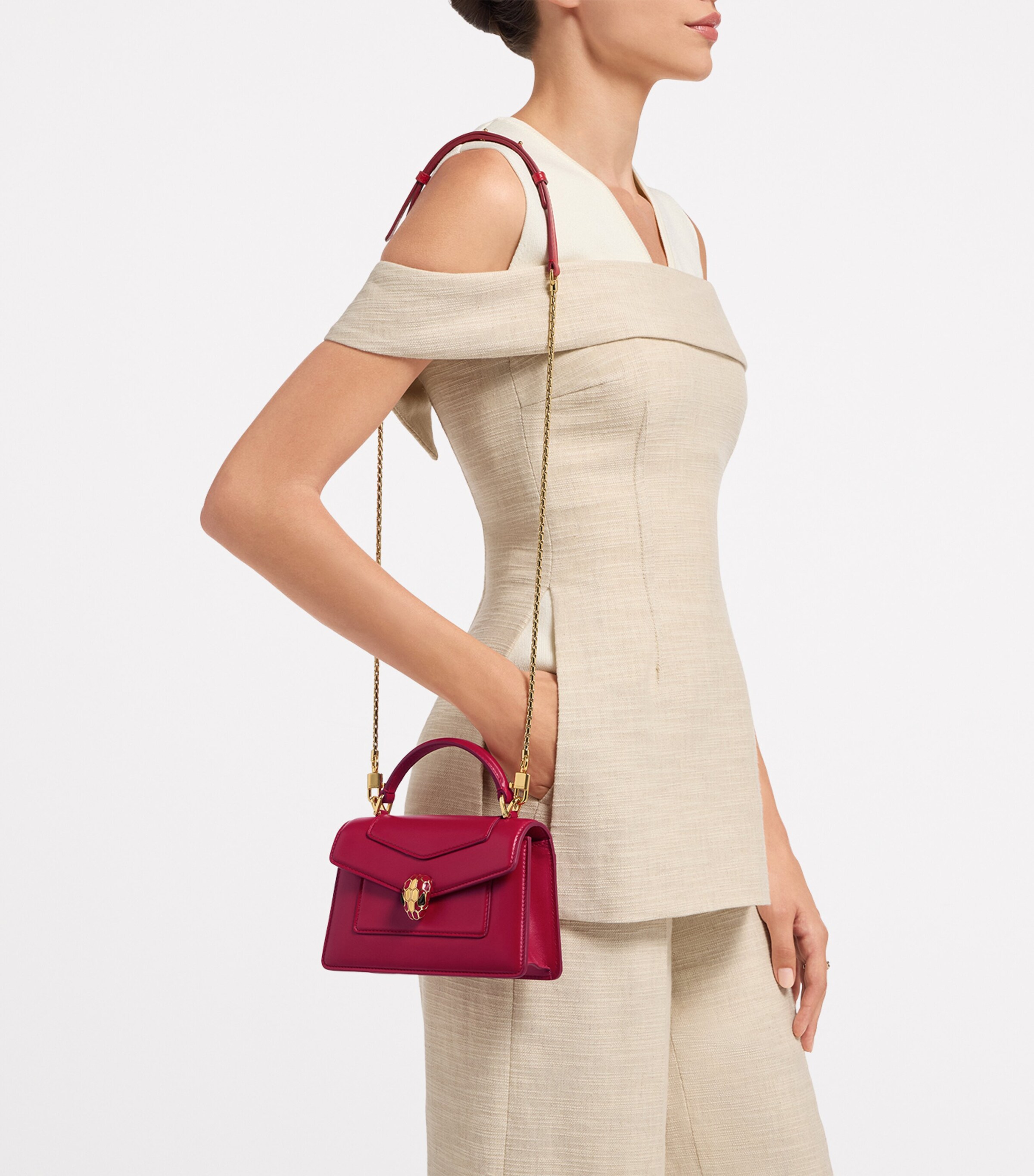 Bvlgari Red Mini Serpenti Forever Top-Handle Bag | Harrods UK