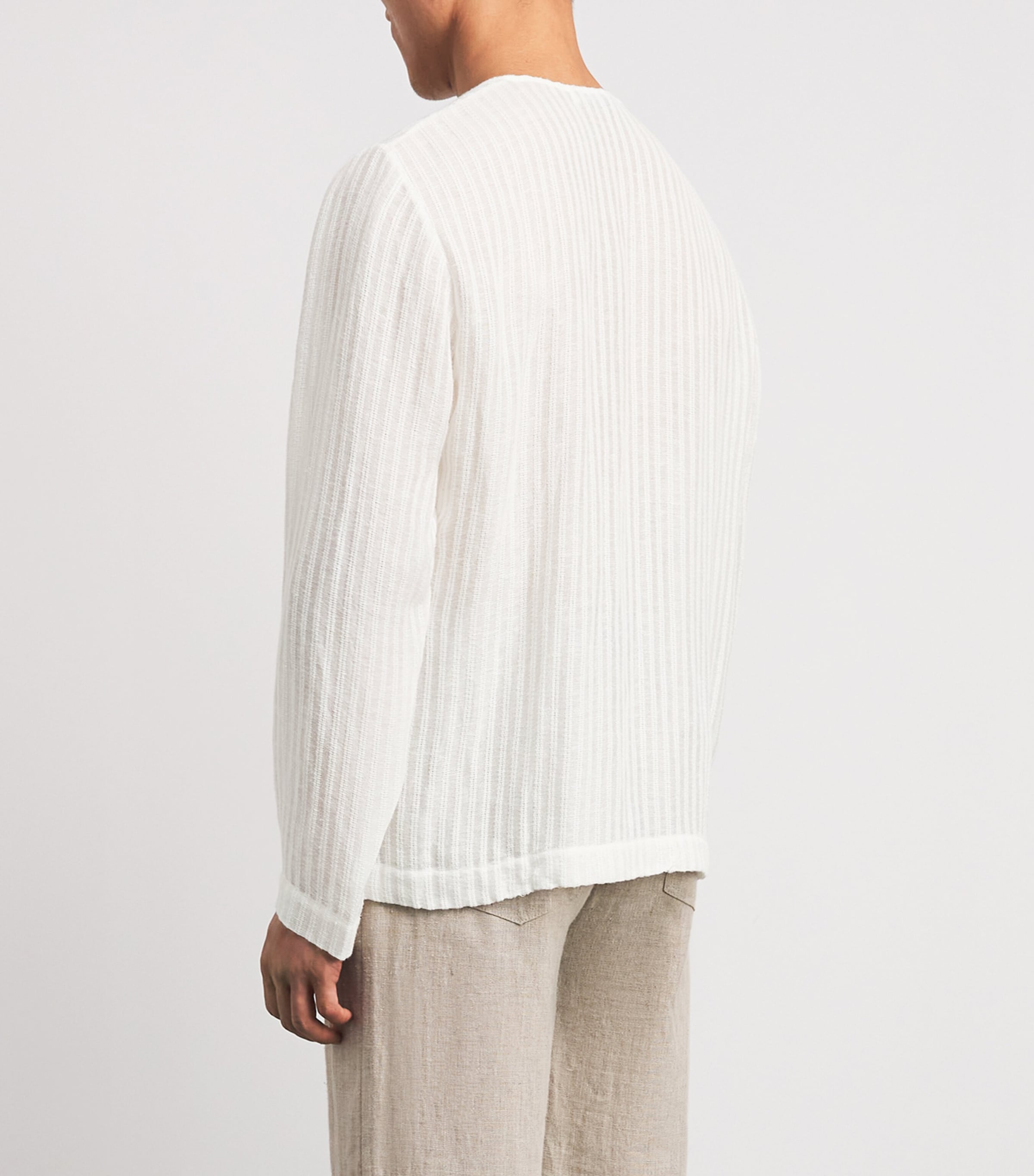 COMMAS White Sheer Stripe Henley T-Shirt | Harrods ZA