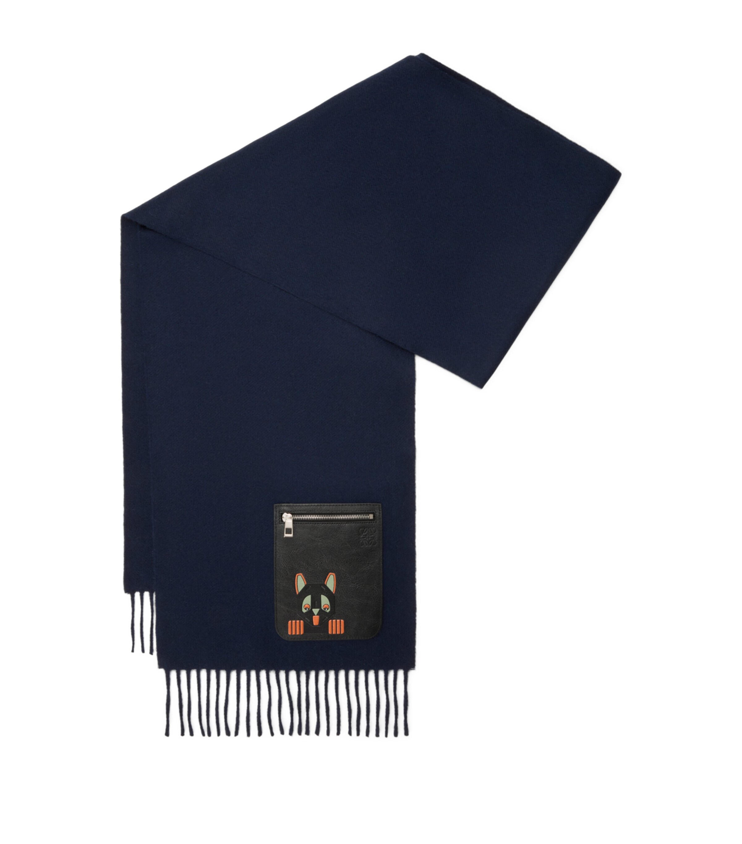 LOEWE Navy LOEWE x Louis Wain Wool-Cashmere Pocket-Detail Scarf ...