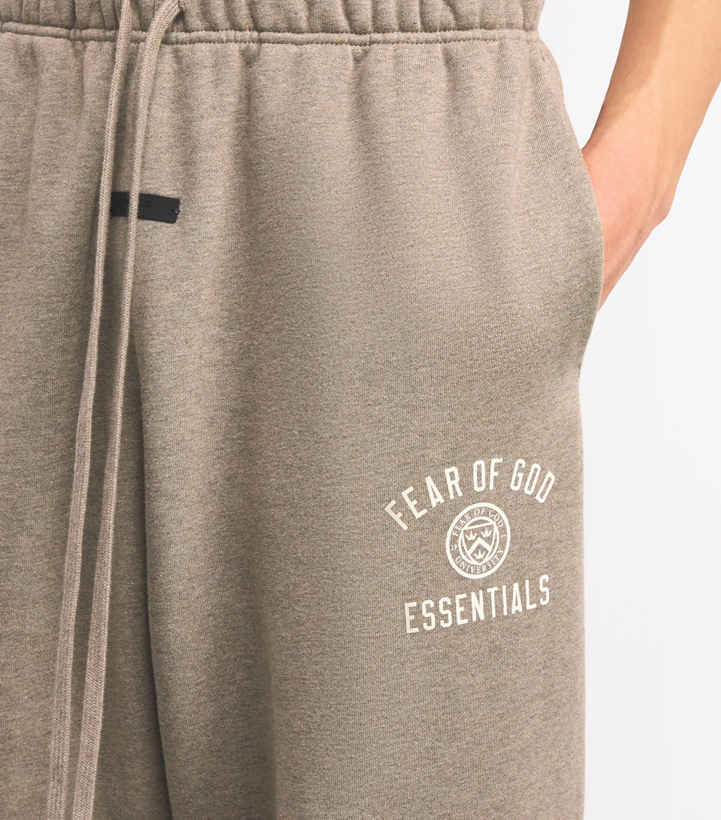 FEAR OF GOD ESSENTIALS Grey University Crest Logo Open-Cuff Sweatpants ...