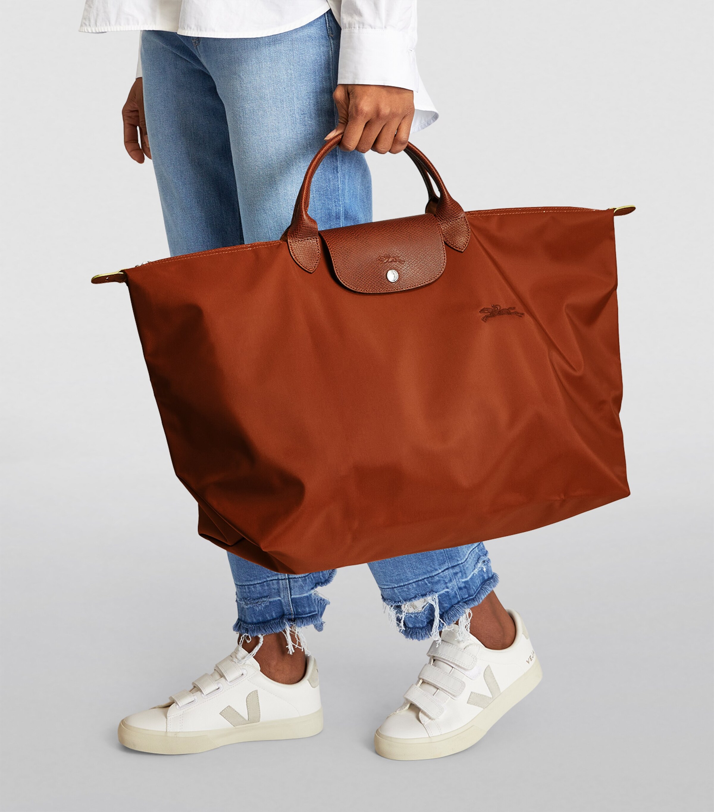Longchamp Brown Small Le Pliage Green Travel Bag | Harrods UK