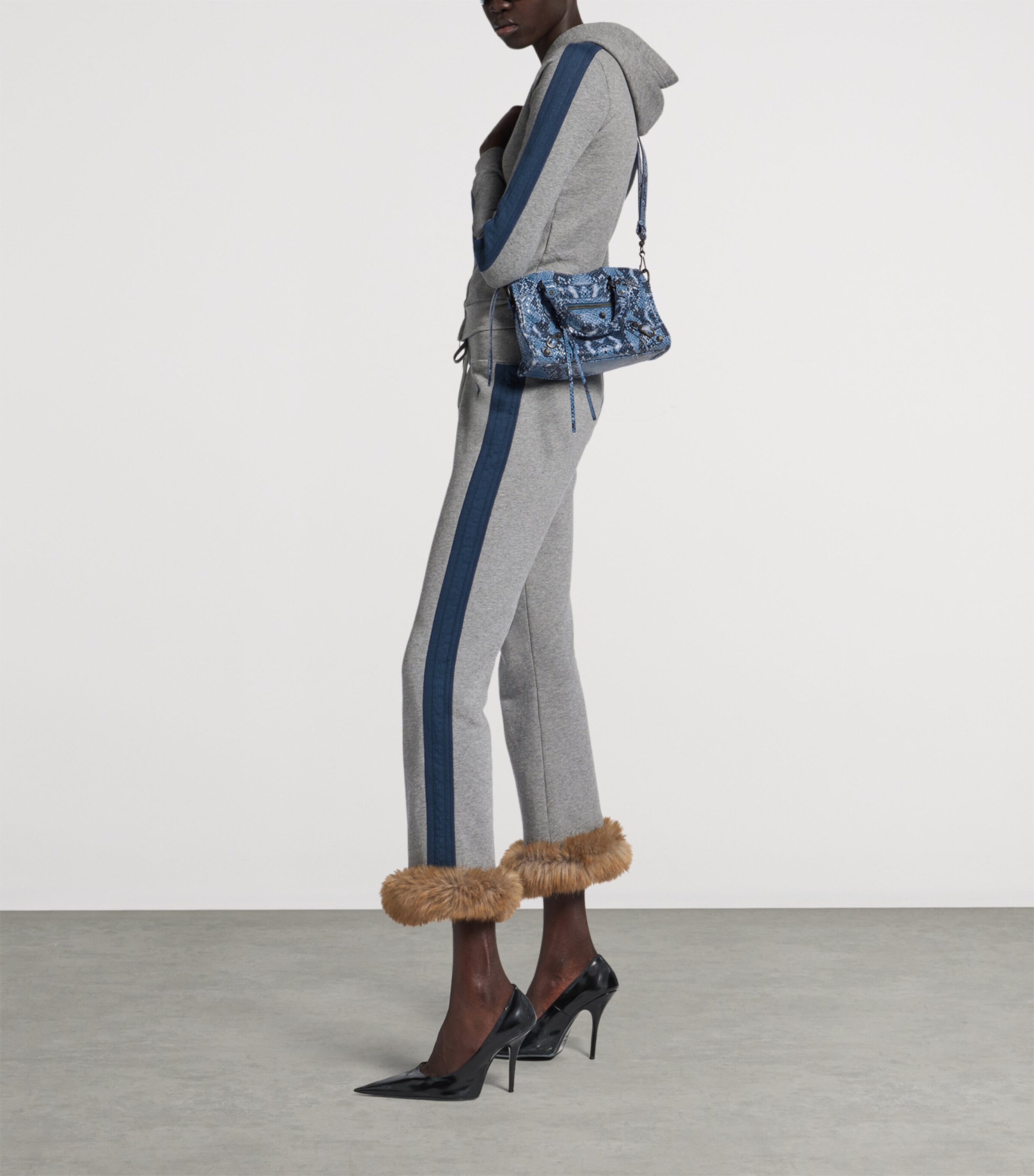 Balenciaga Blue Mini Calfskin Python-Embossed Le City Top-Handle Bag ...