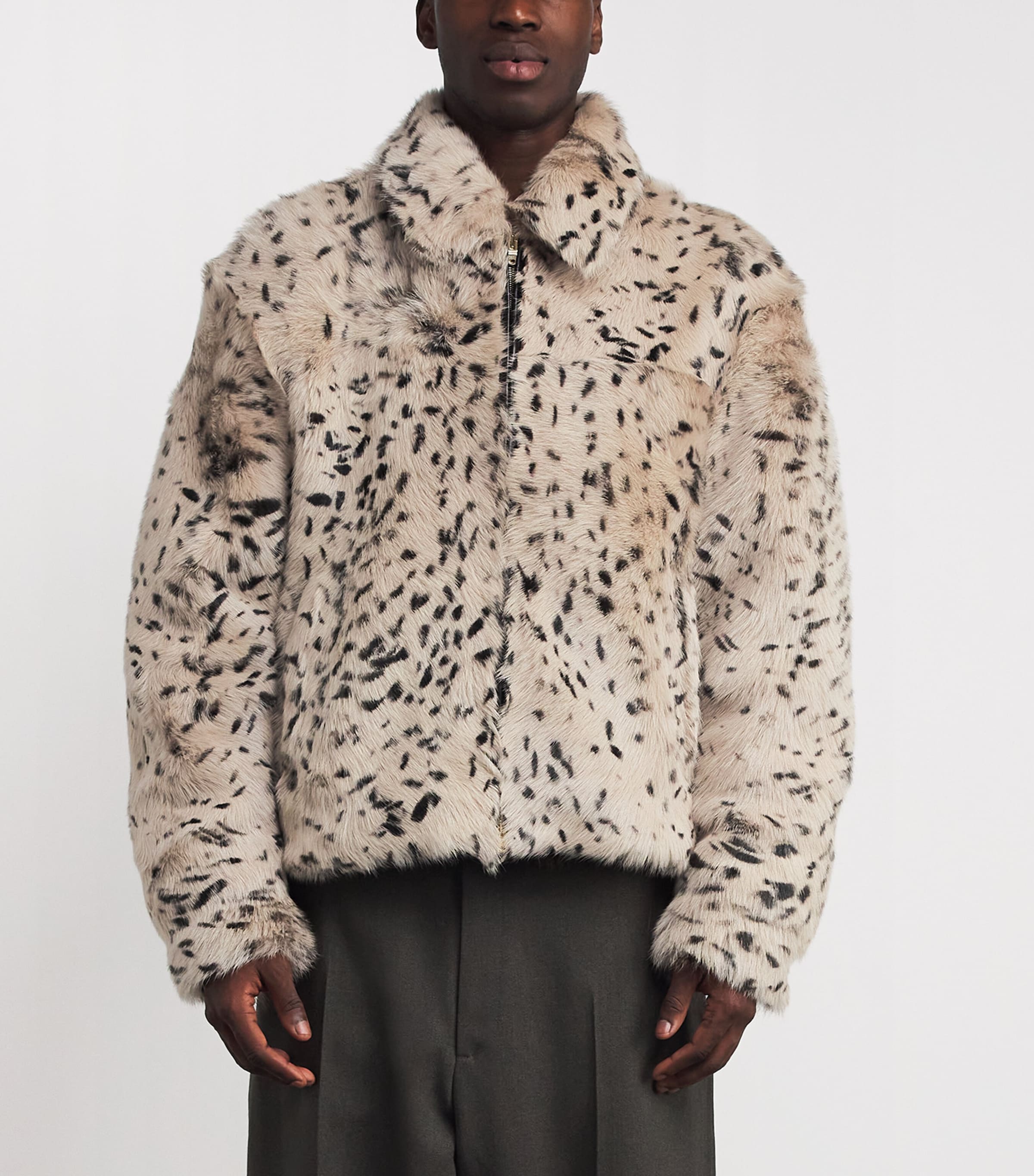 AMIRI Brown Faux Fur Deer Leather Jacket | Harrods IN