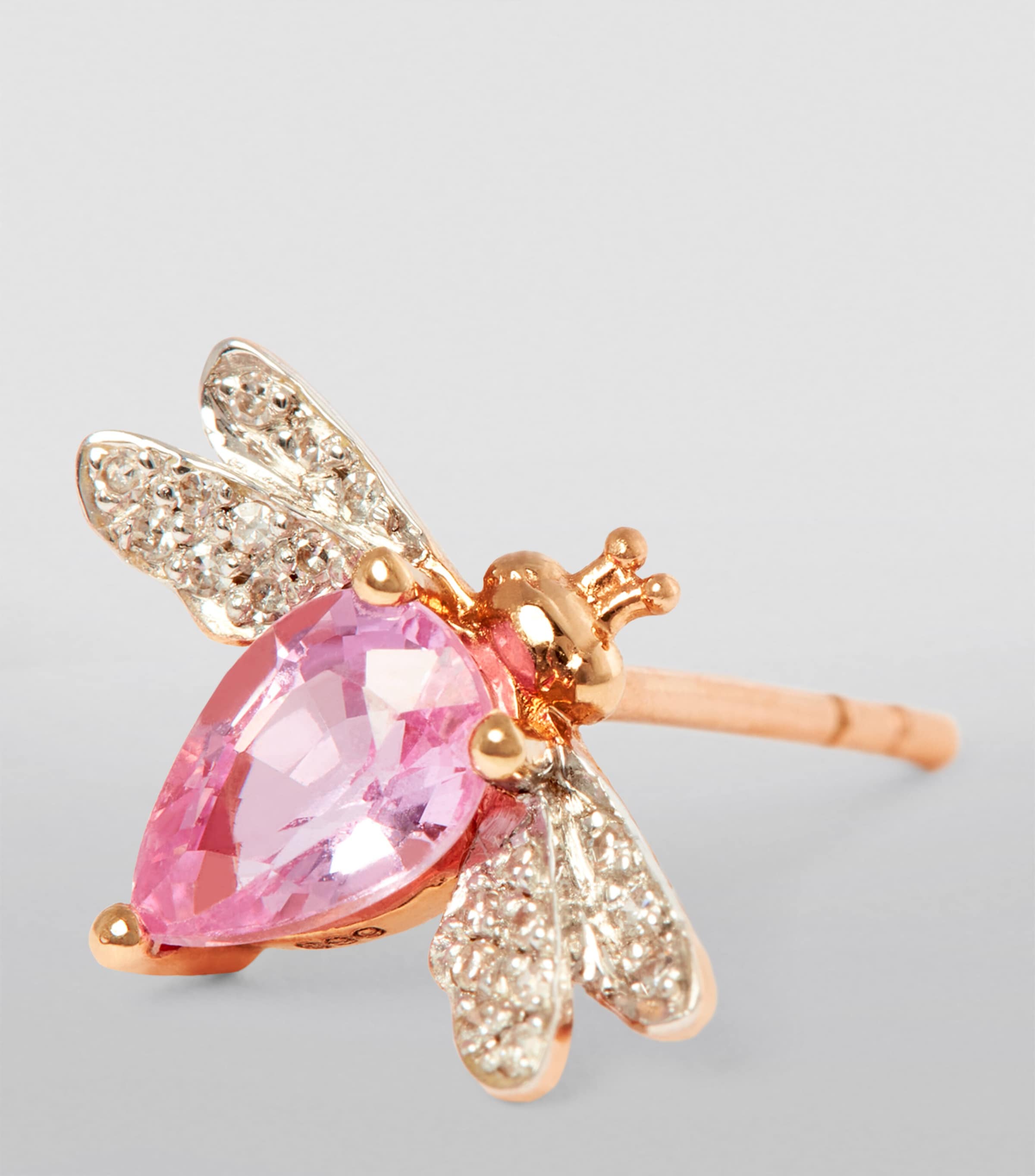 Bee Goddess Rose Gold, Diamond and Pink Sapphire Honey Bee Single ...