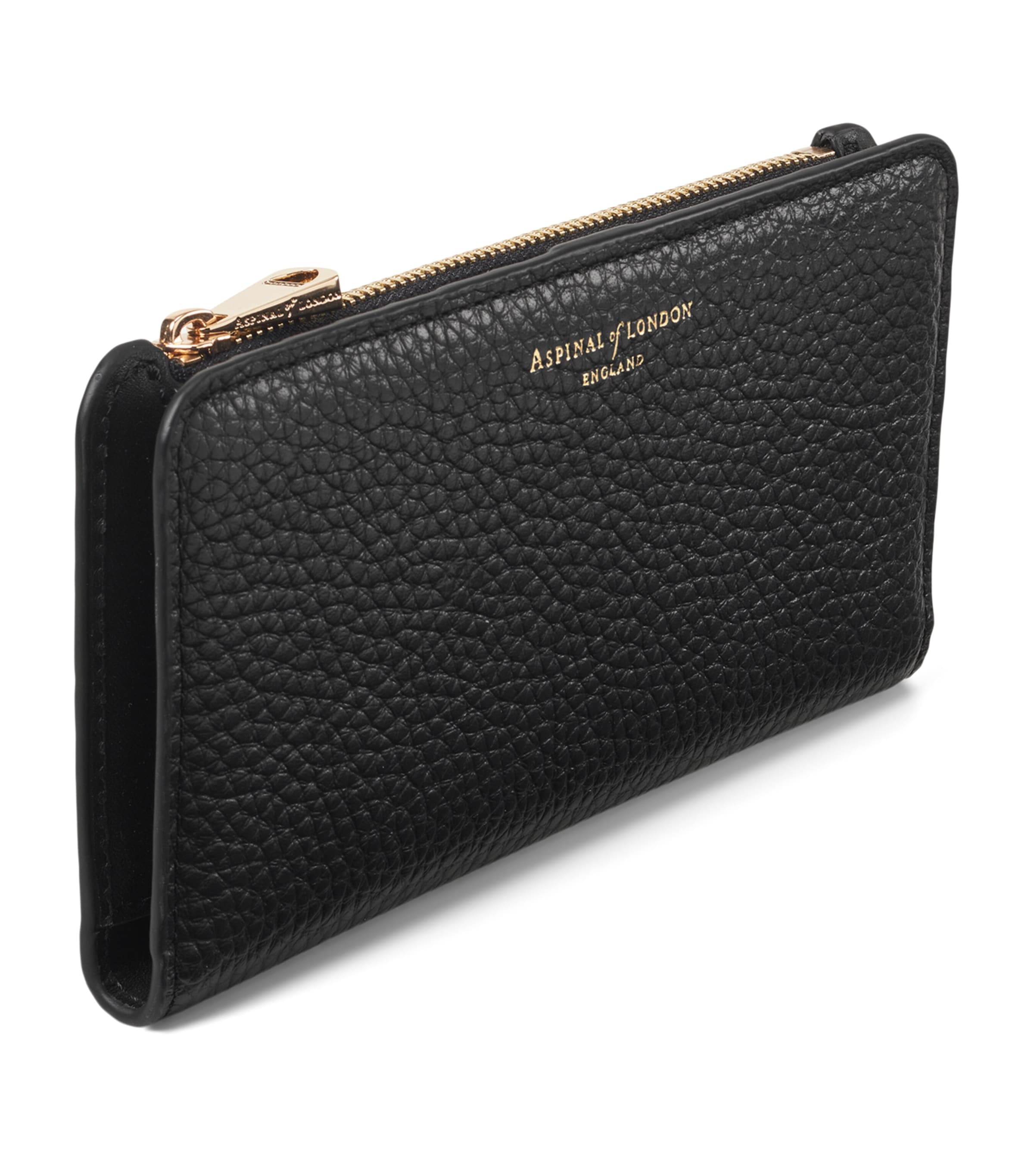 Aspinal Of London Black Large Grained Leather Mayfair Purse | Harrods US