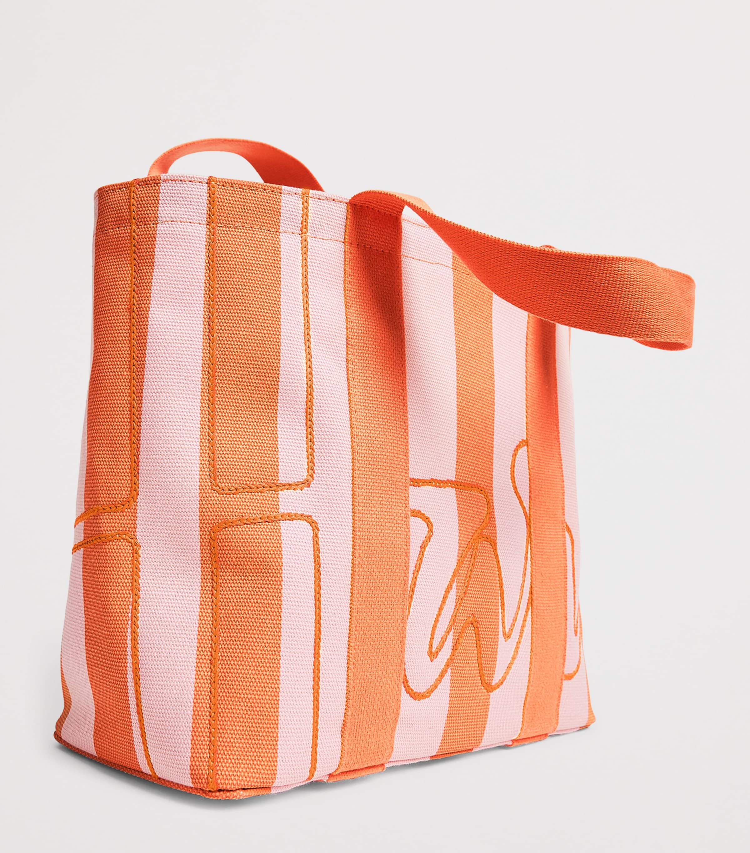 Harrods Pink Mini Cotton Stripe Logo Tote Bag | Harrods SG