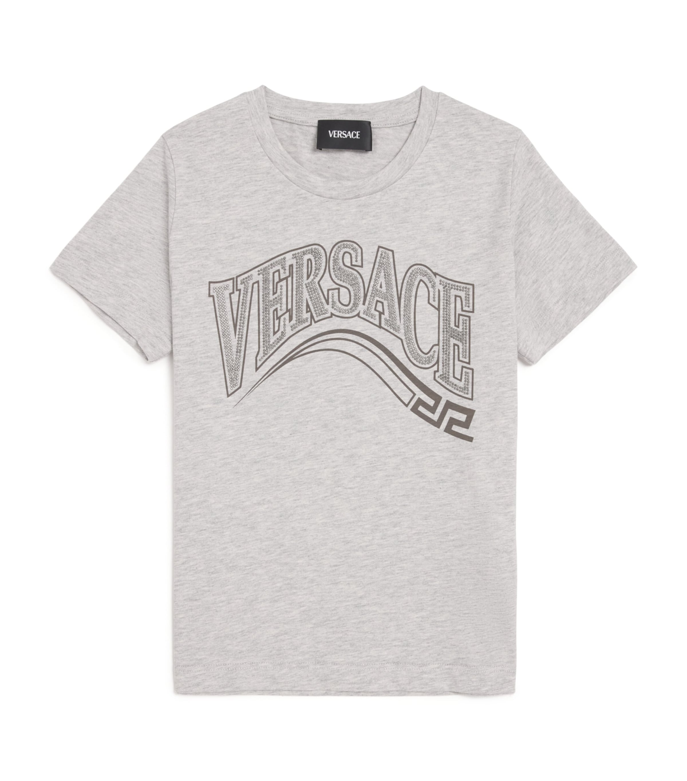 Versace Kids Grey Cotton Jersey Embellished Logo T-Shirt (6-14 Years ...