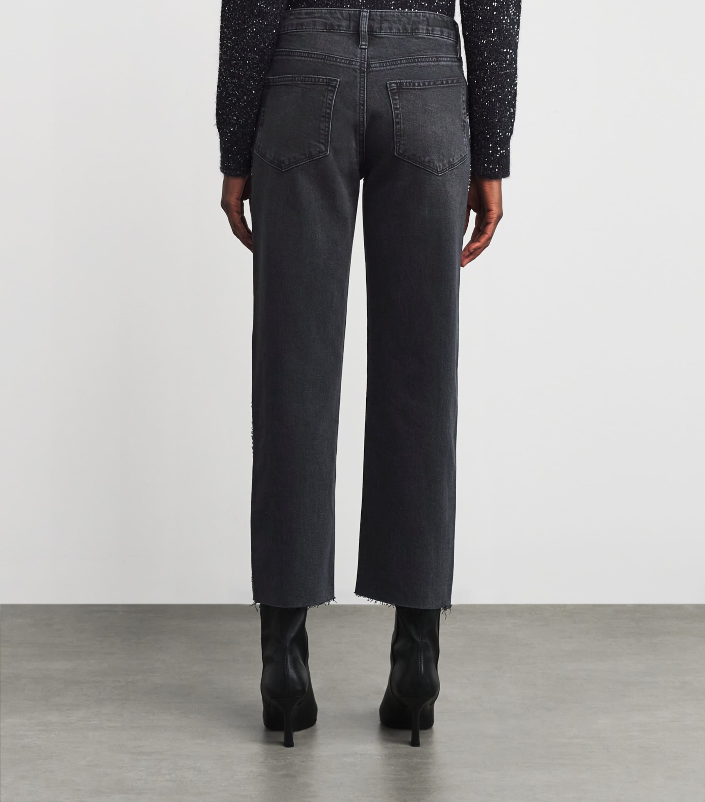 PAIGE Black Embellished Mason Ankle Straight Jeans | Harrods US