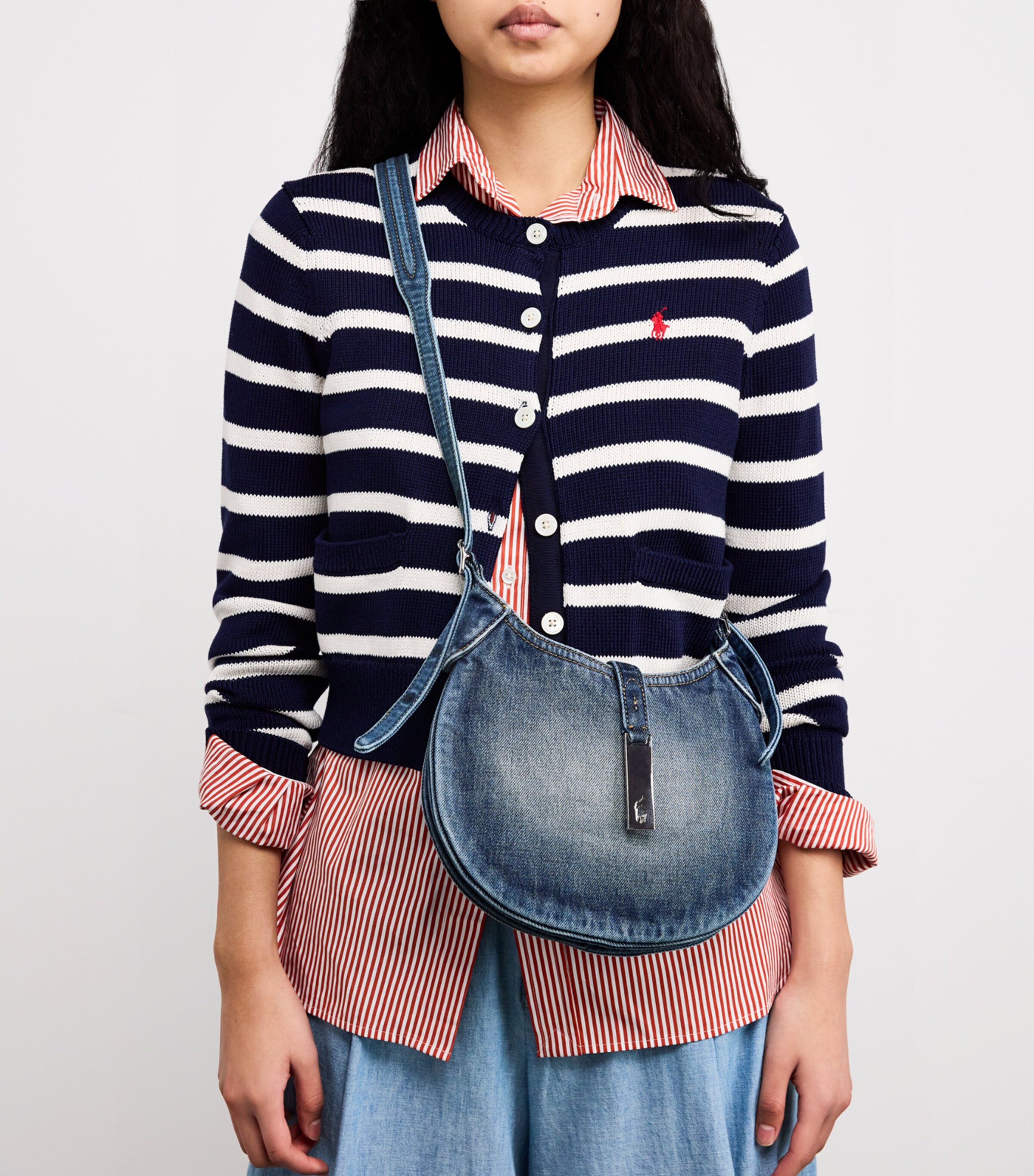 Polo Ralph Lauren Navy Small Denim Polo ID Shoulder Bag | Harrods US
