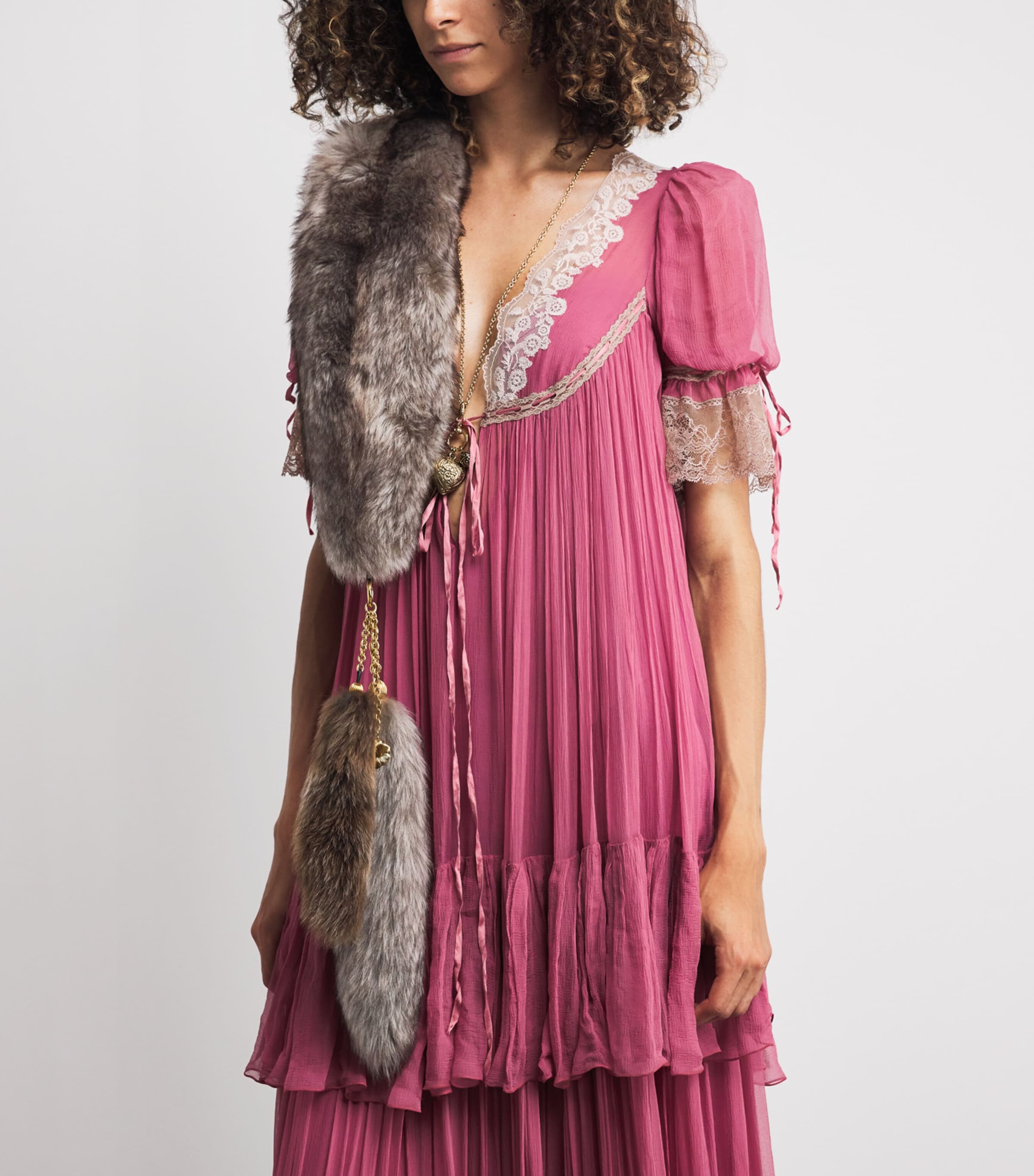 Chloé Silver Lambskin Treasure Tails Scarf | Harrods AU