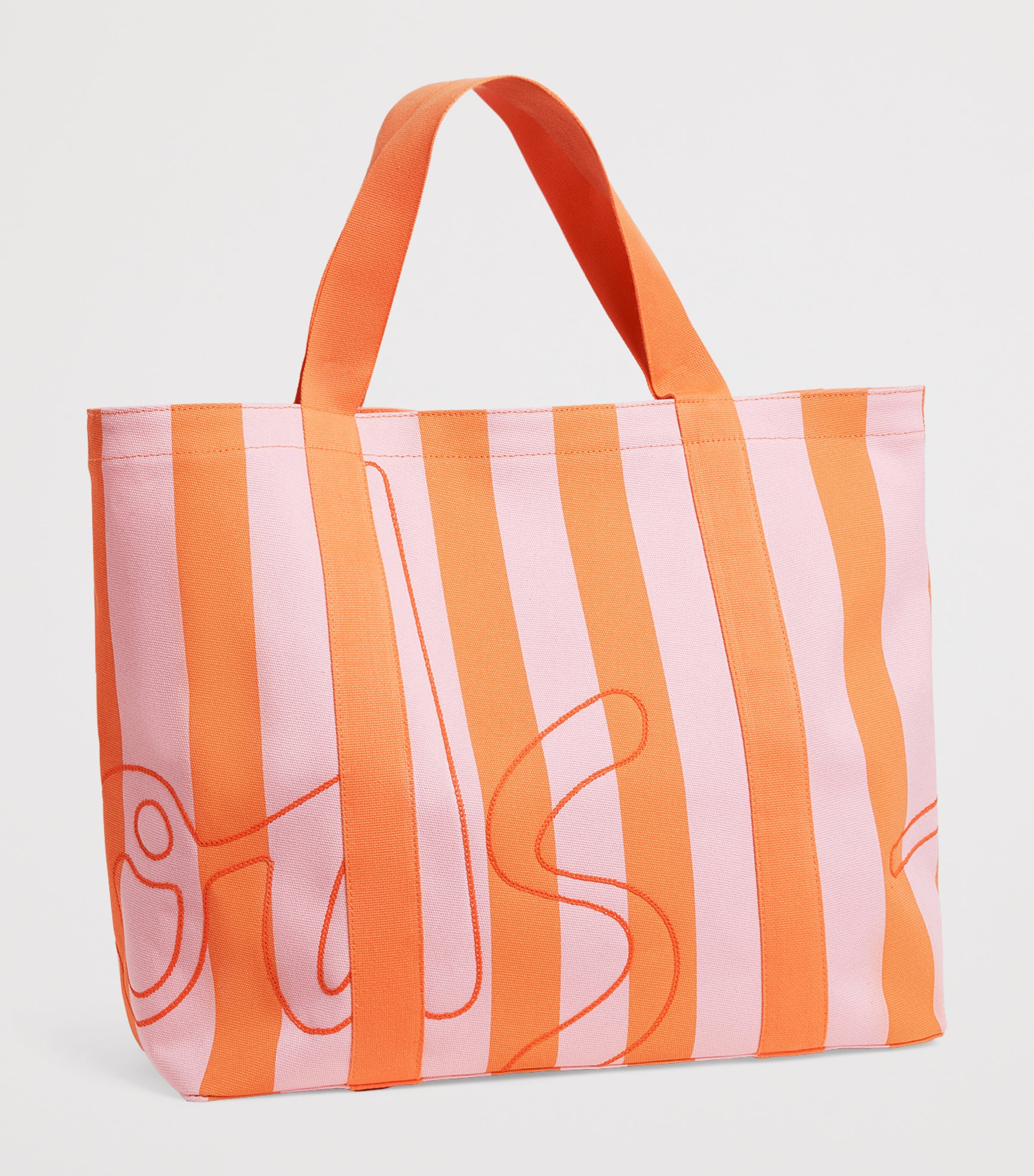 Harrods Pink Large Cotton Stripe Logo Tote Bag | Harrods AU