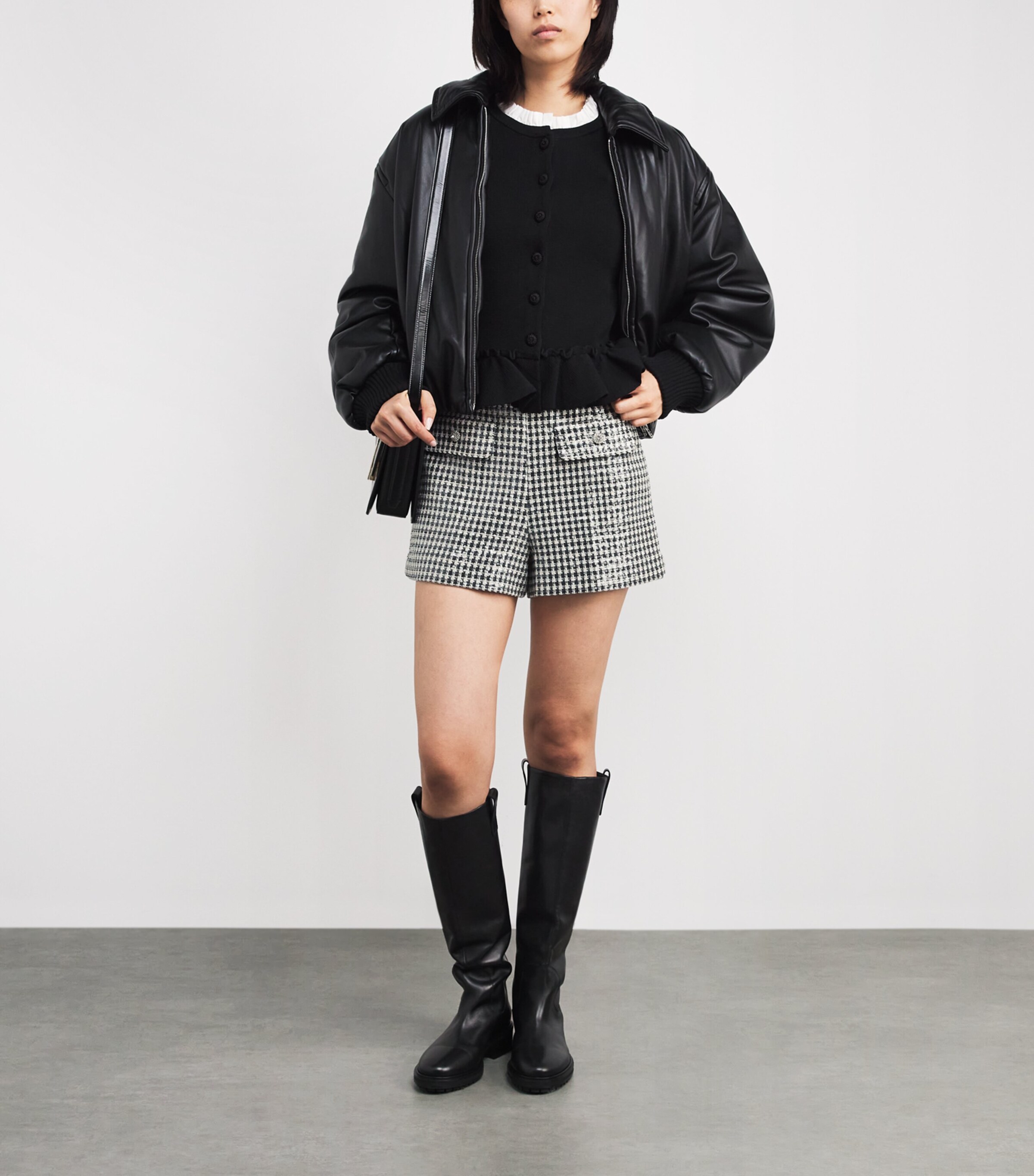 Sandro Paris Black Tweed Sequinned Houndstooth Shorts | Harrods ZA
