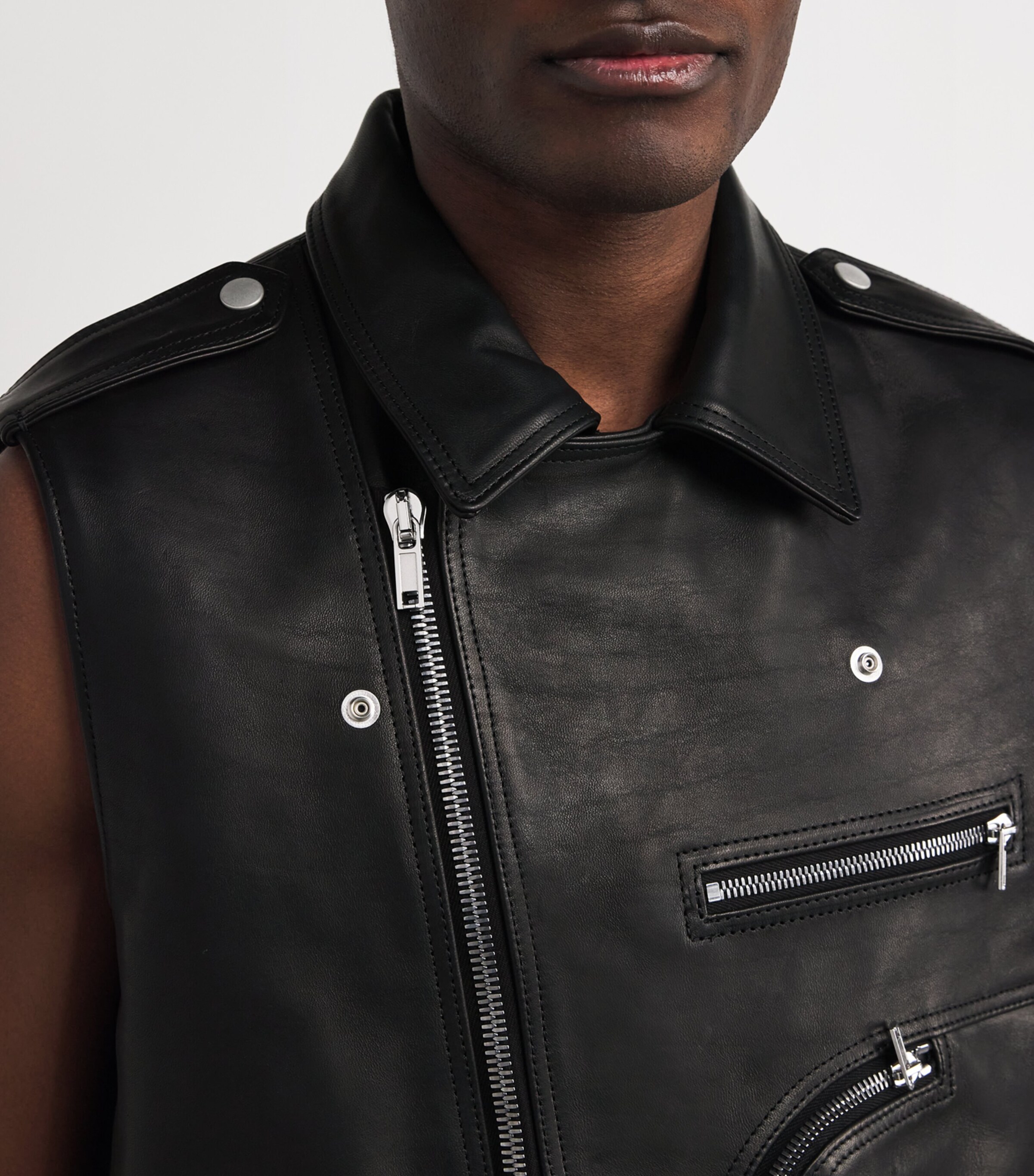 Rick Owens Black Leather Bauhaus Stooges Gilet | Harrods PH