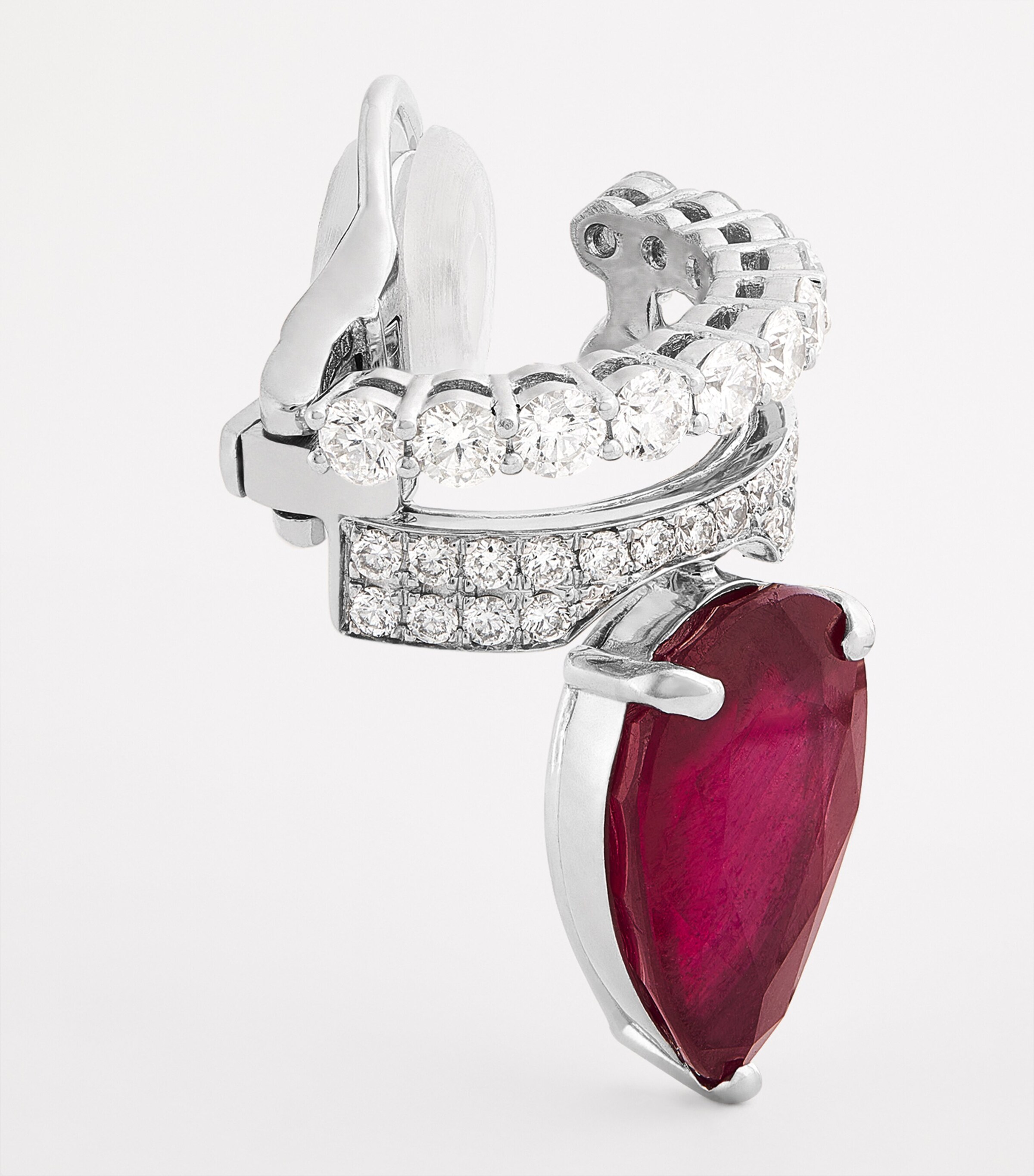 Yeprem White Gold, Diamond and Ruby Whisper Ear Cuff | Harrods US