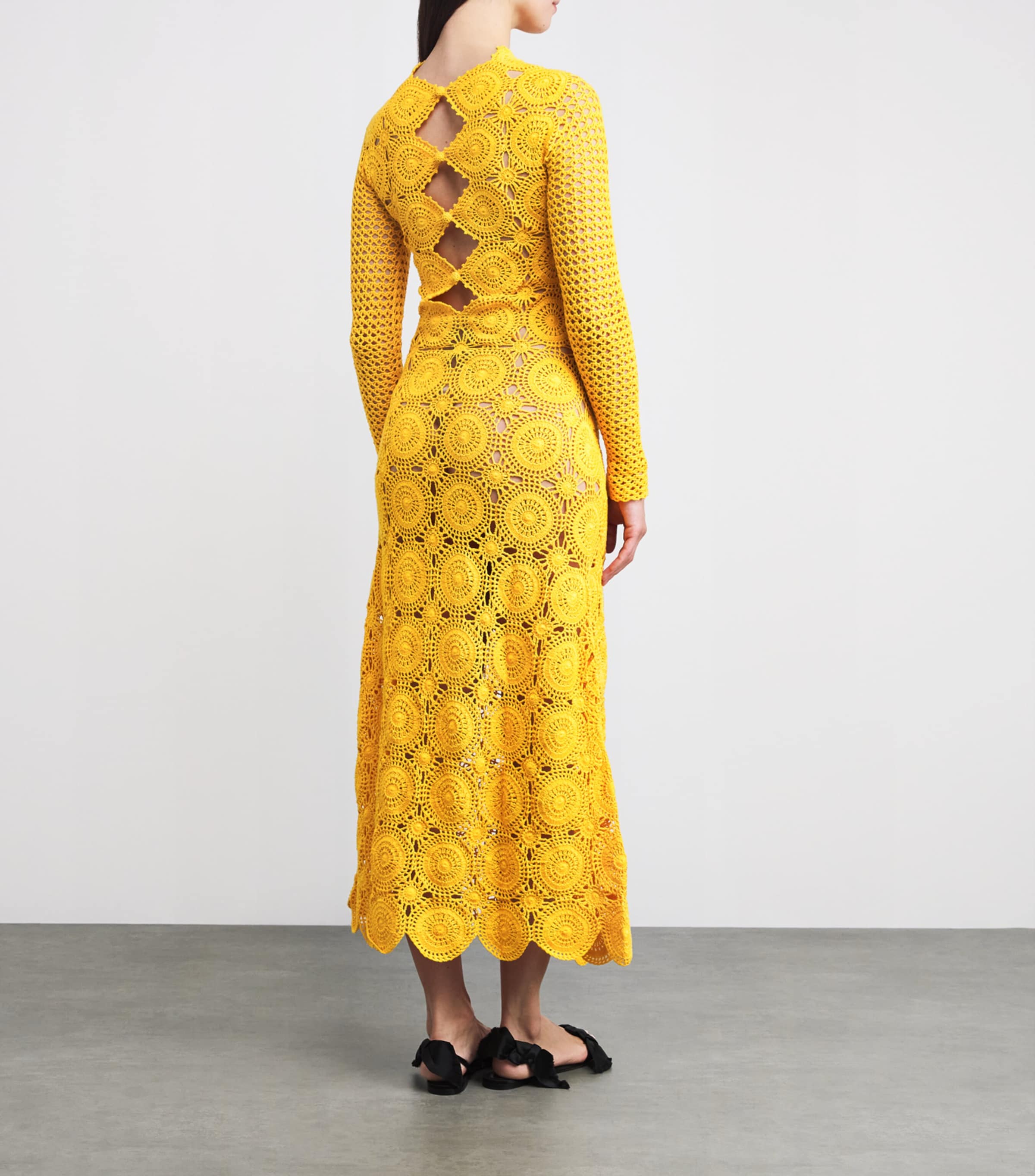 ESCVDO Yellow Knitted Alpamayo Maxi Dress | Harrods UK