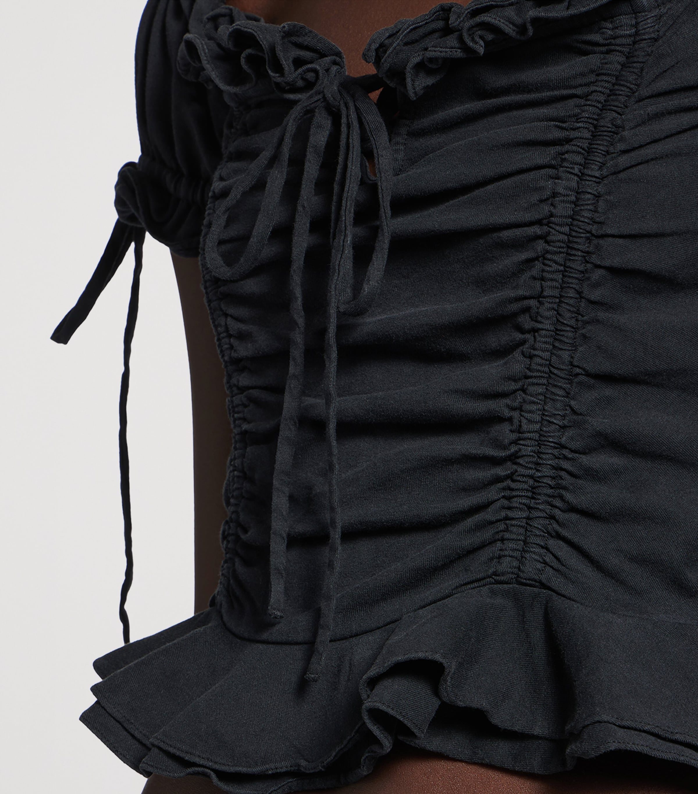 Balenciaga Black Cotton Gathered Crop Top | Harrods UK