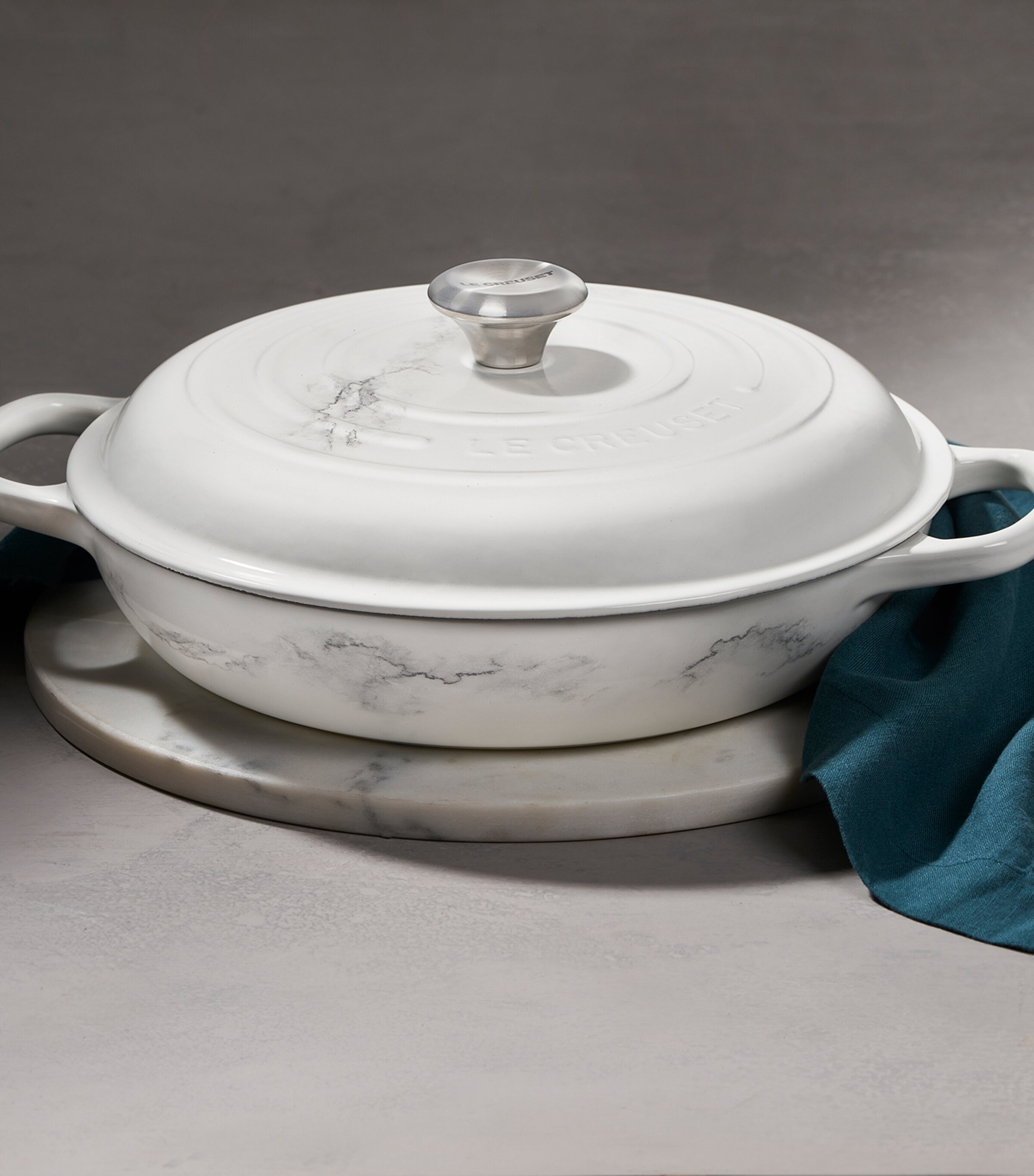 Le Creuset Cast Iron Marble Shallow Casserole Dish (30cm) | Harrods US