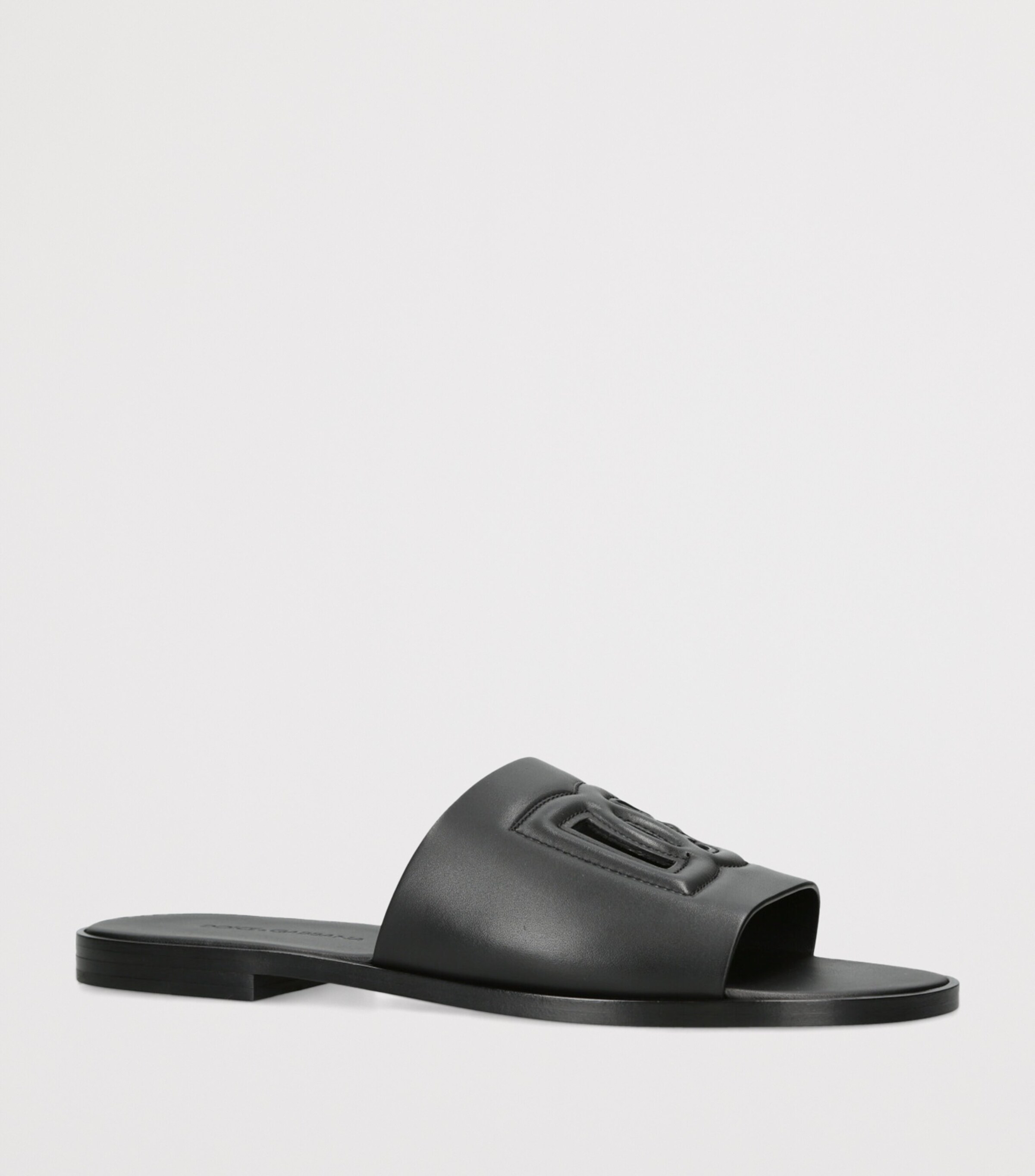 Dolce & Gabbana Black Leather DG Slides | Harrods UK