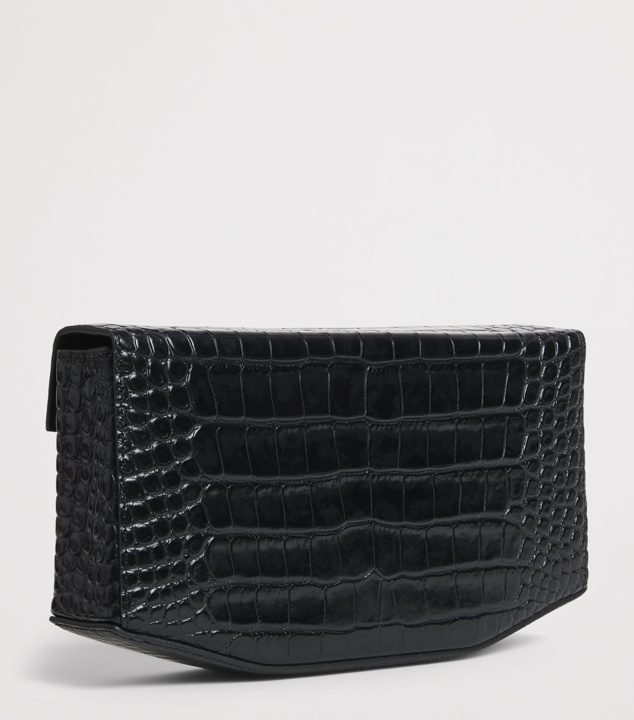 Toteme Black Croc-Embossed Leather Shoulder Bag | Harrods CA
