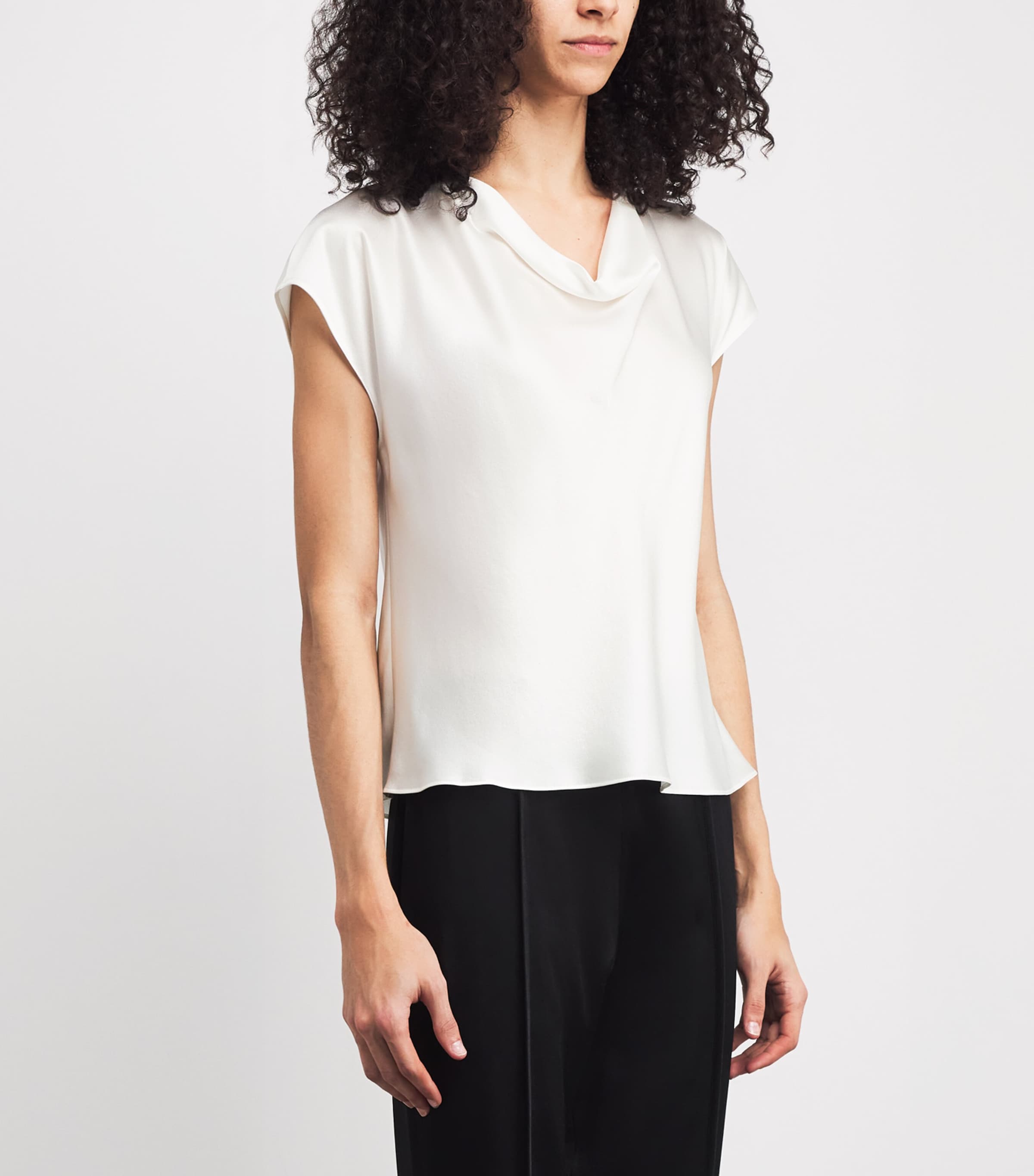 Vince White Silk Cowl-Neck Blouse | Harrods US