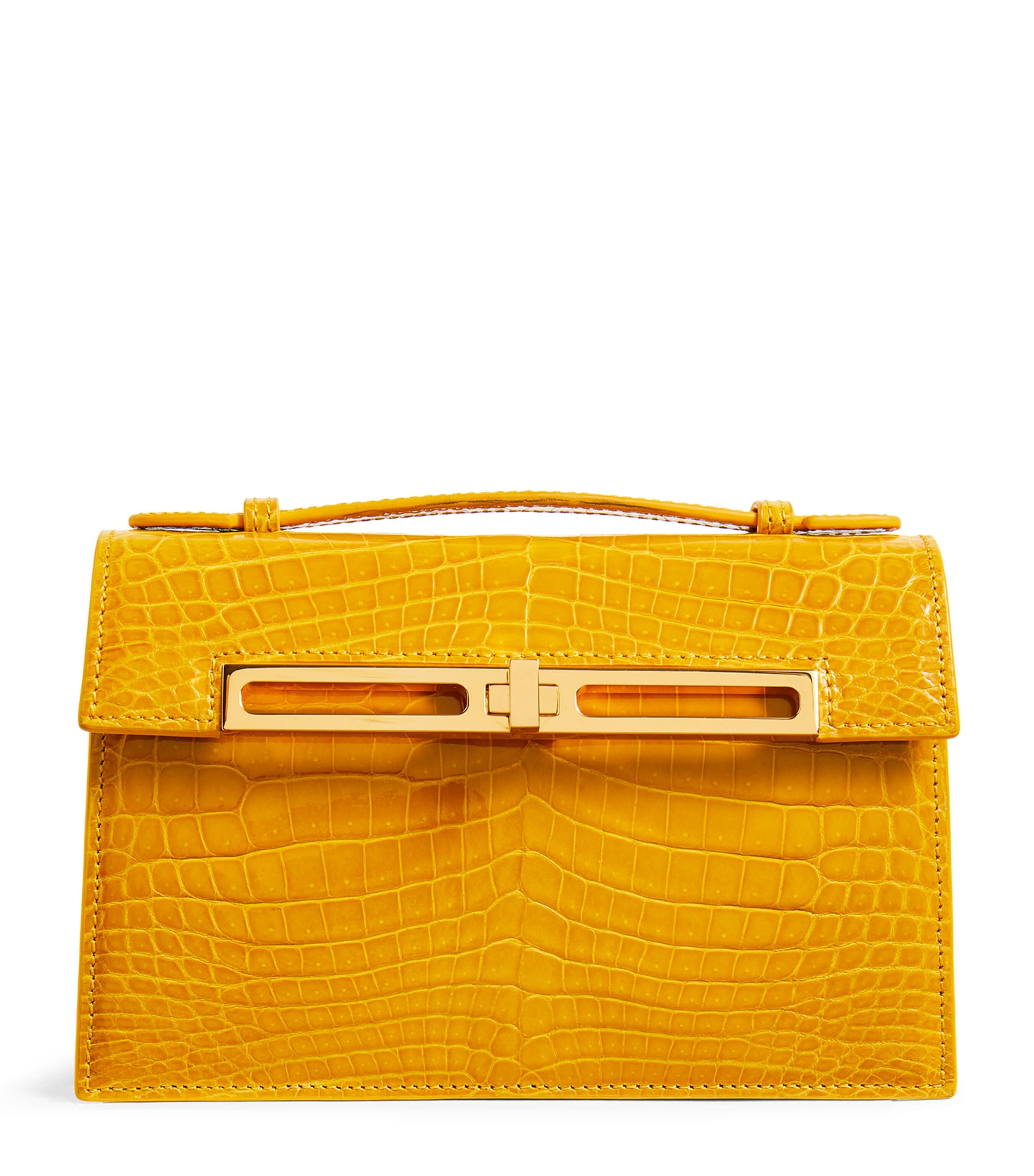 Llora Yellow Mini Crocodile Emma Top-Handle Bag | Harrods US