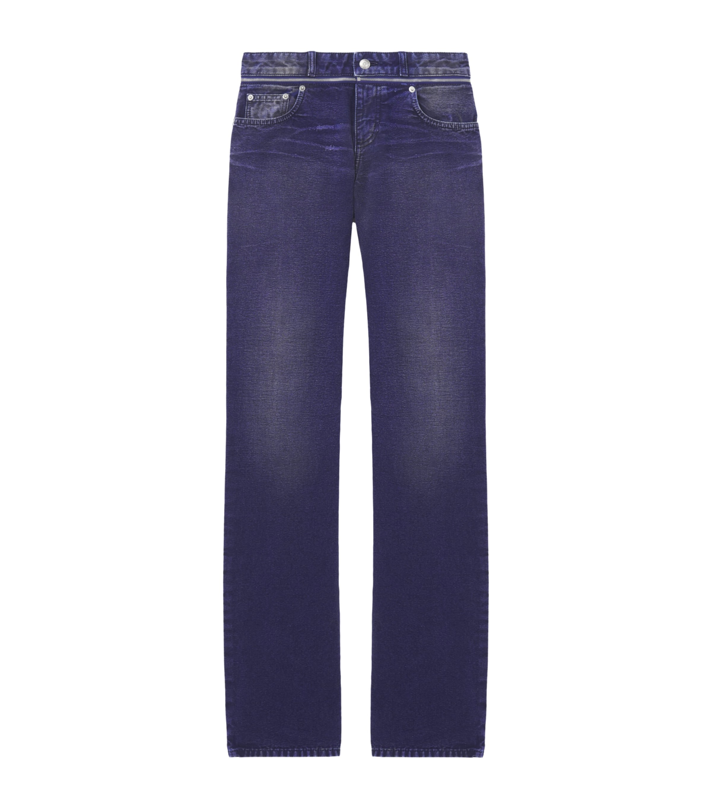 McQueen Blue Slashed Zip Low-Rise Bootcut Jeans | Harrods AU