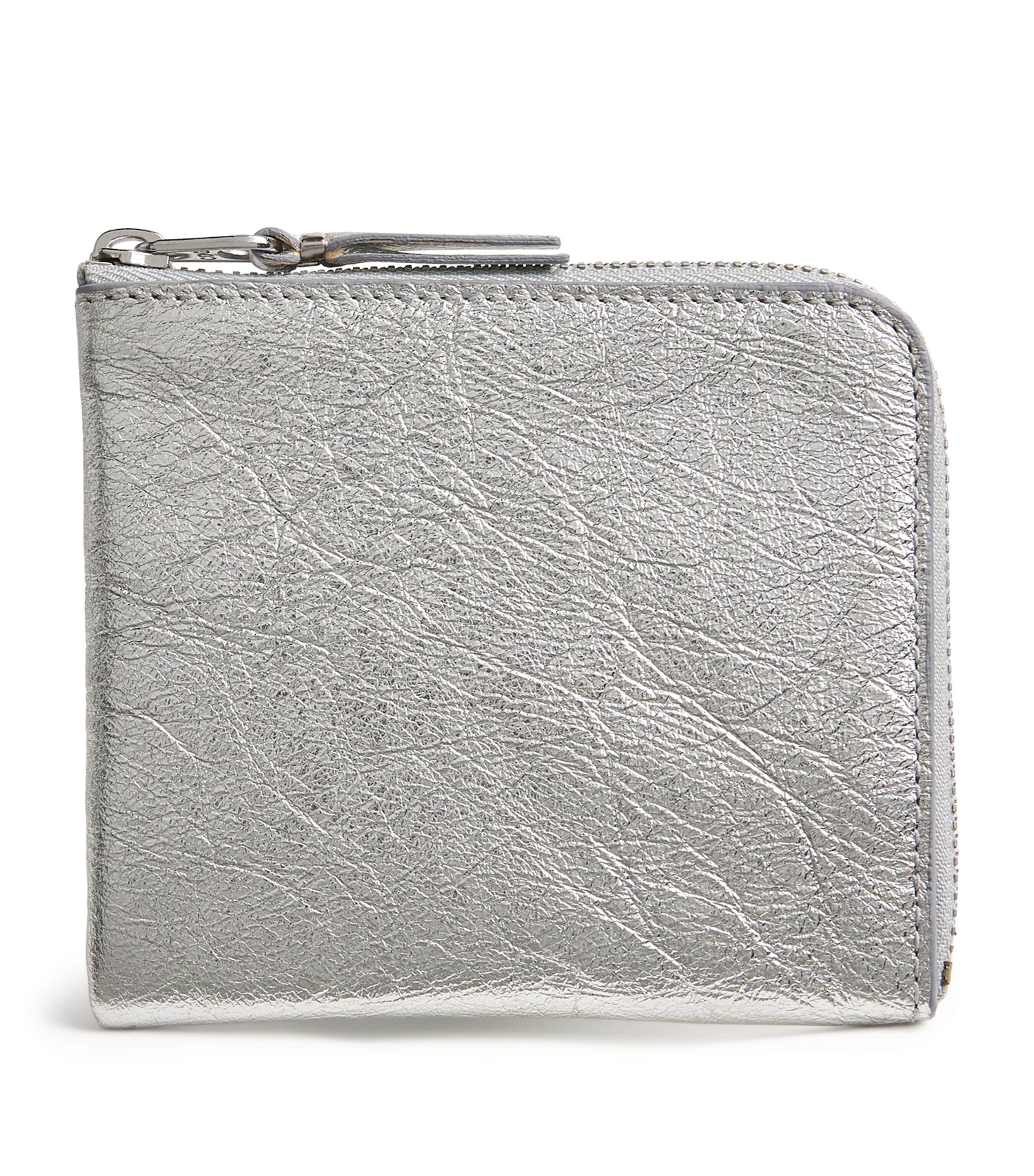 Comme Des Garçons Wallet Silver Small Leather Half-Zip Wallet | Harrods CA