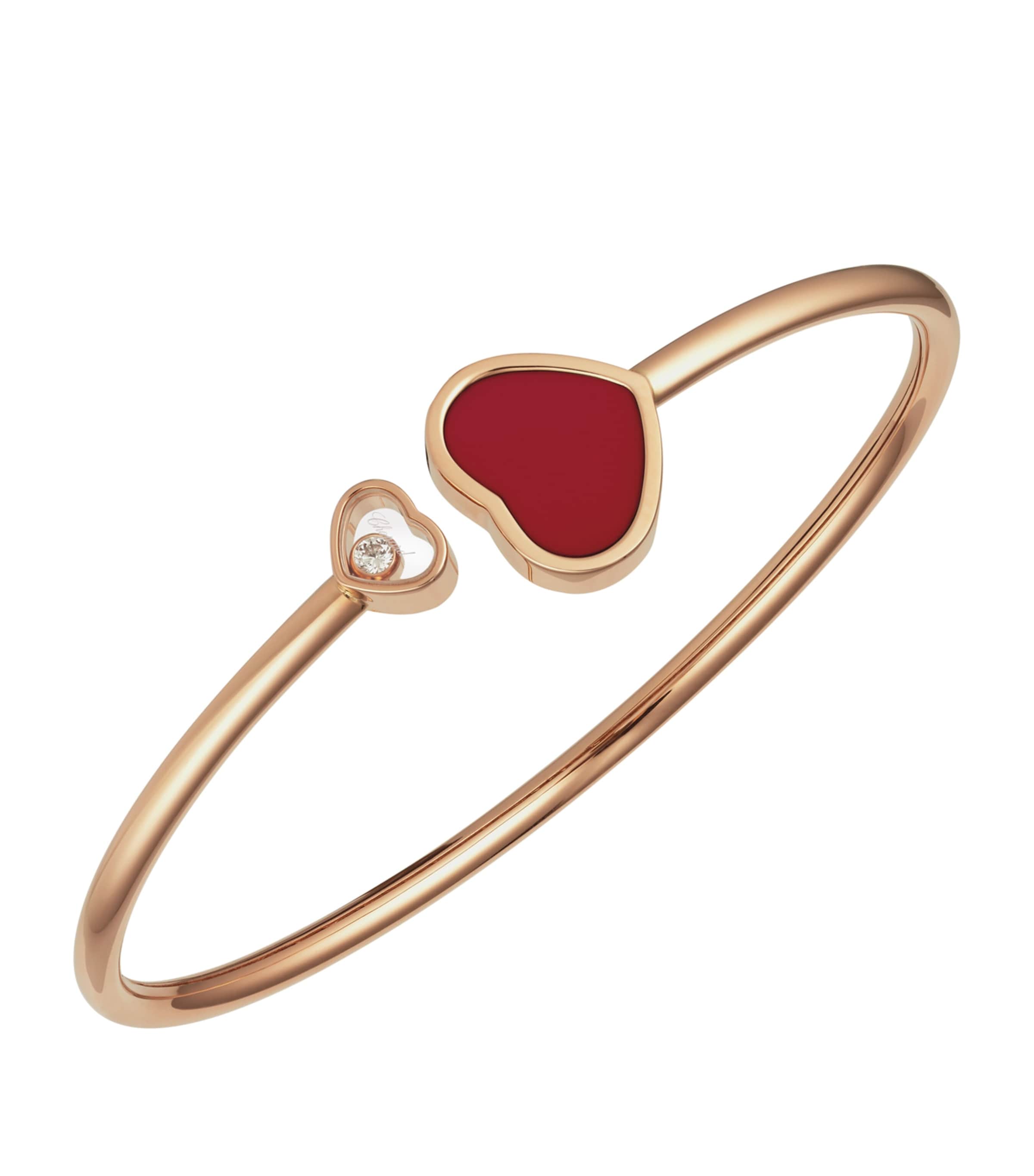 Chopard Rose Gold and Diamond Happy Hearts Bangle | Harrods UK