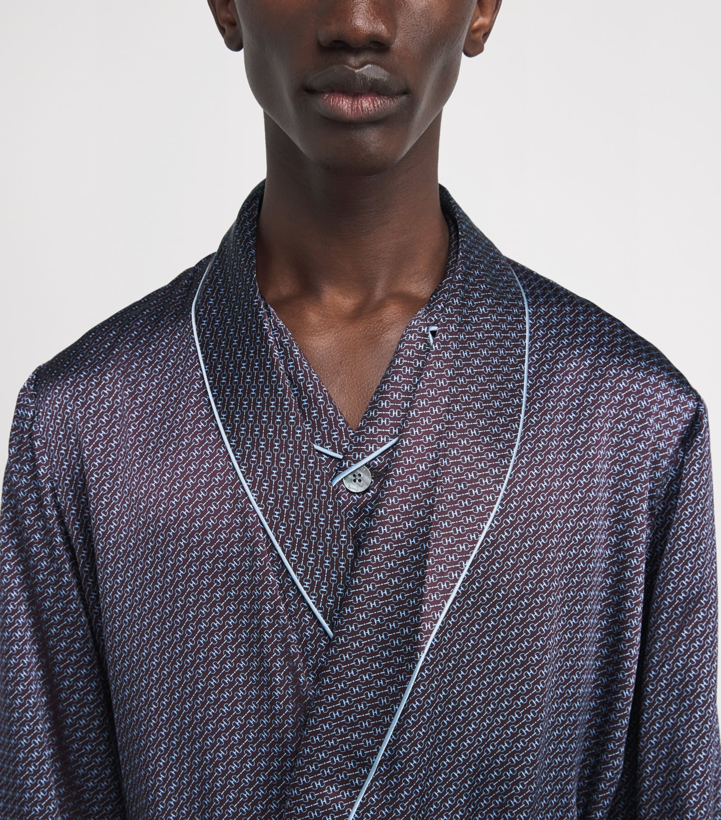 Harrods Burgundy Silk Snaffle Print Night Robe | Harrods AU