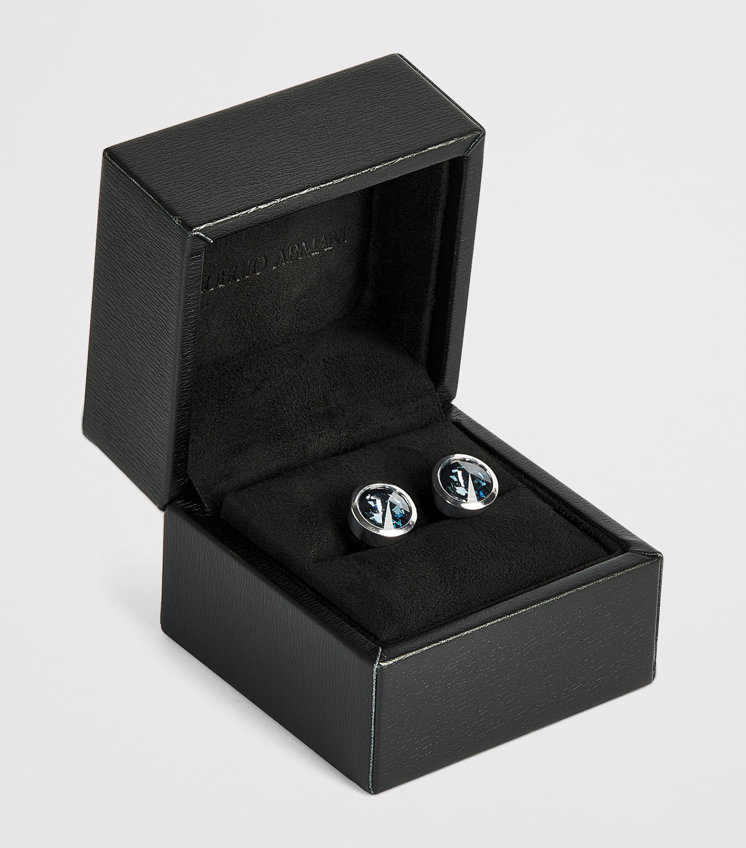 Giorgio Armani Blue Sterling Silver Embellished Cufflinks | Harrods US