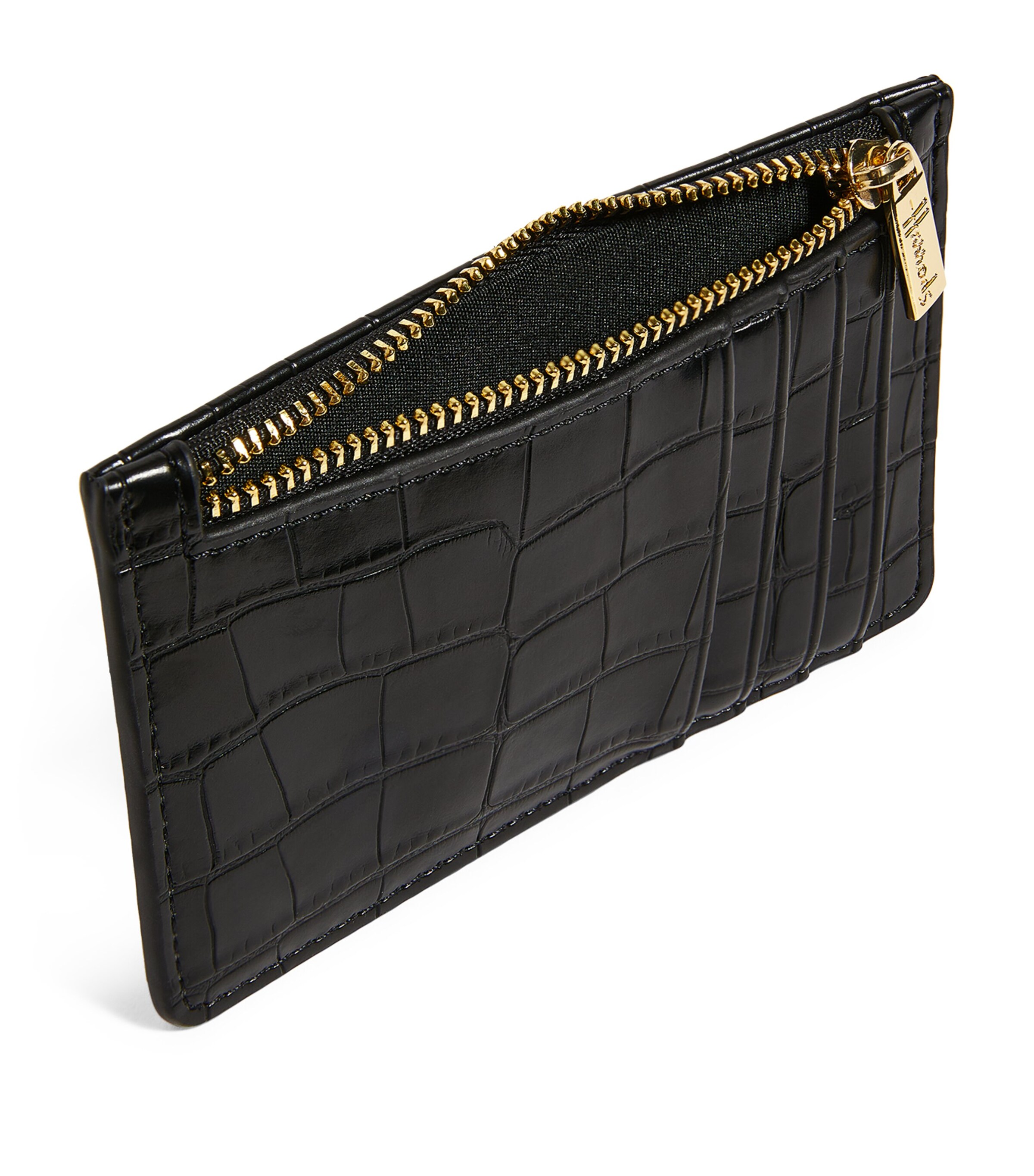 Harrods Black Croc-Embossed Oxford Card Holder | Harrods UK