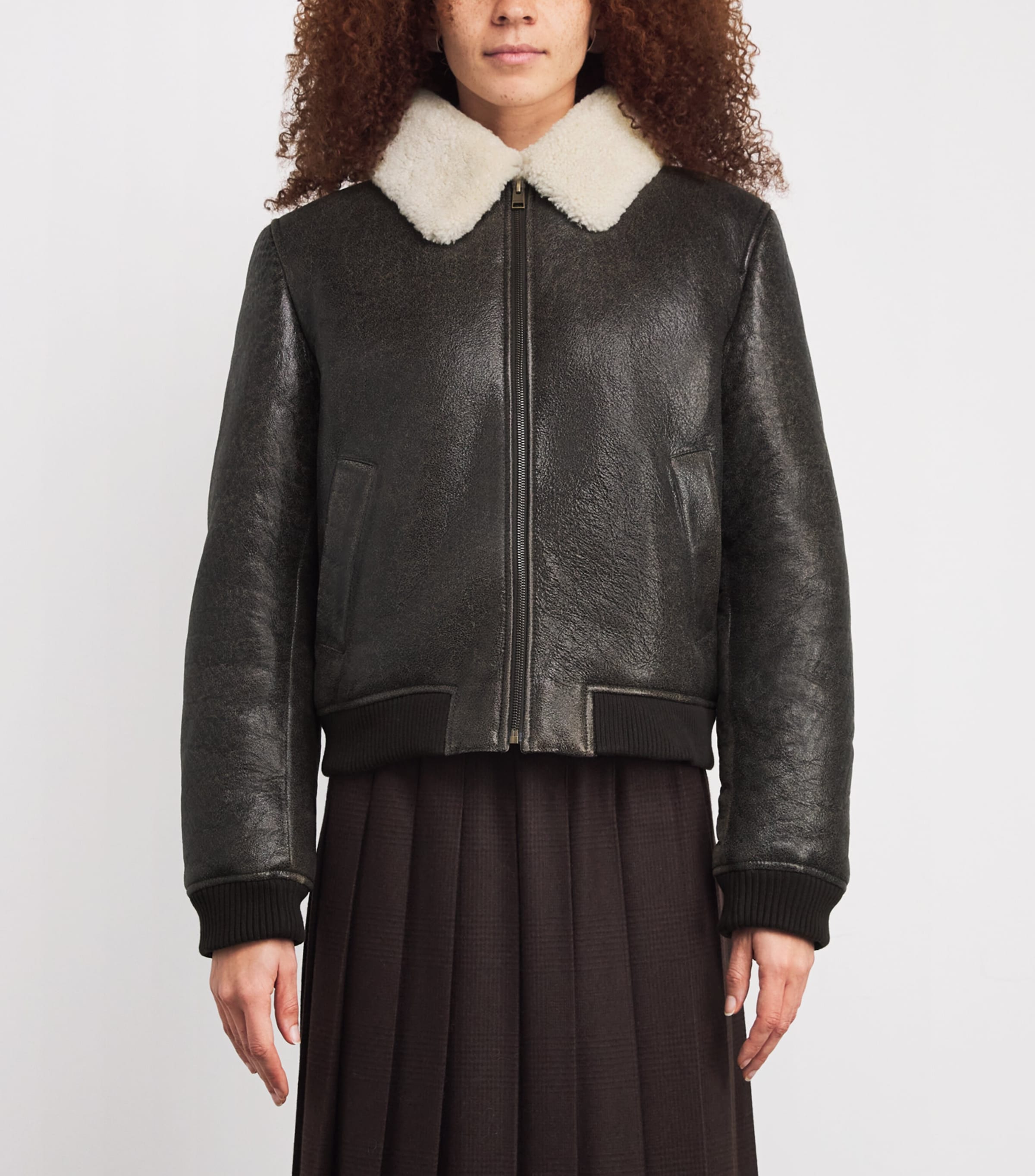 FRAME Black The Shrunken Bomber Jacket | Harrods CA