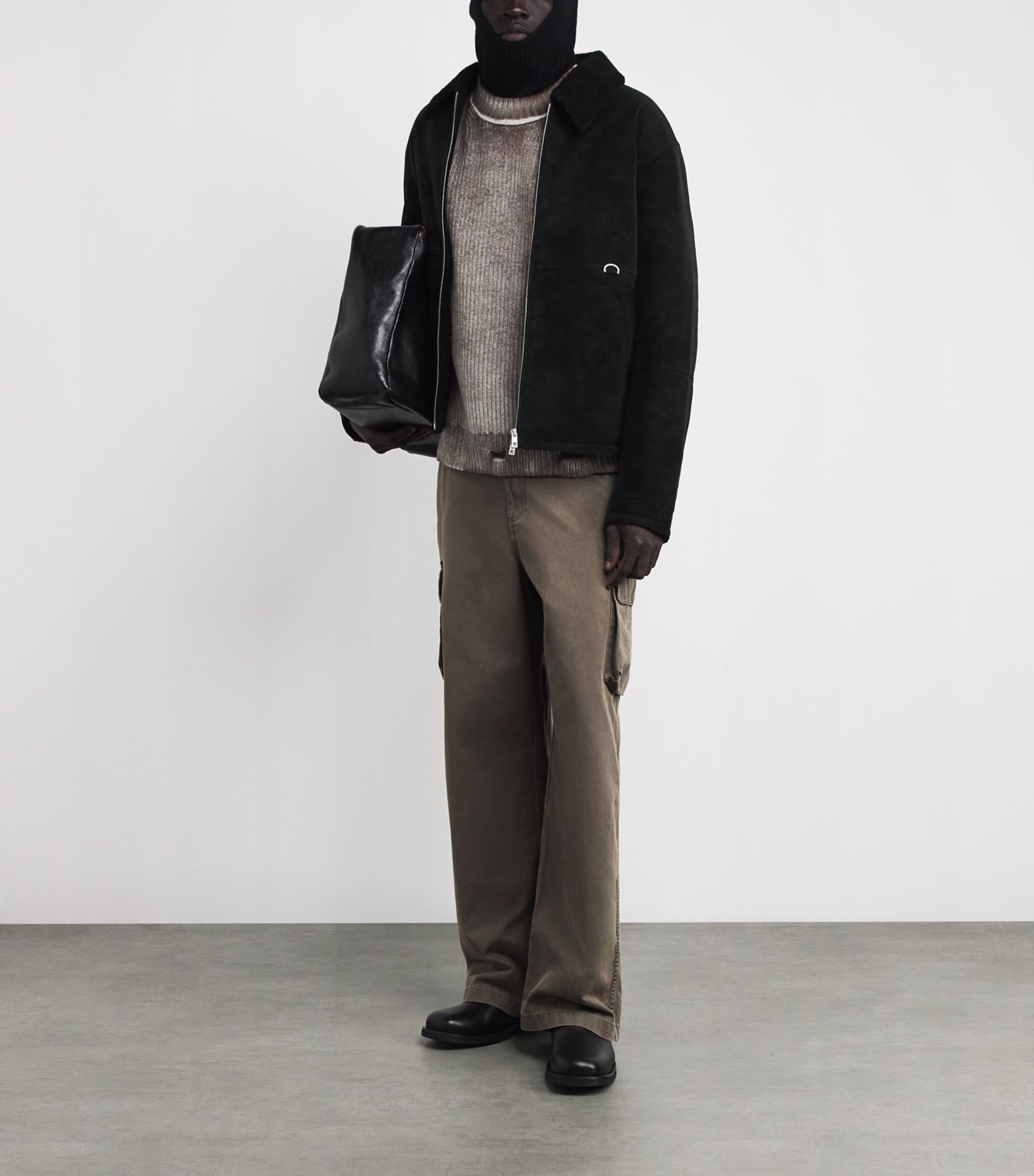 Represent Black Faux Shearling Bomber Jacket | Harrods UK