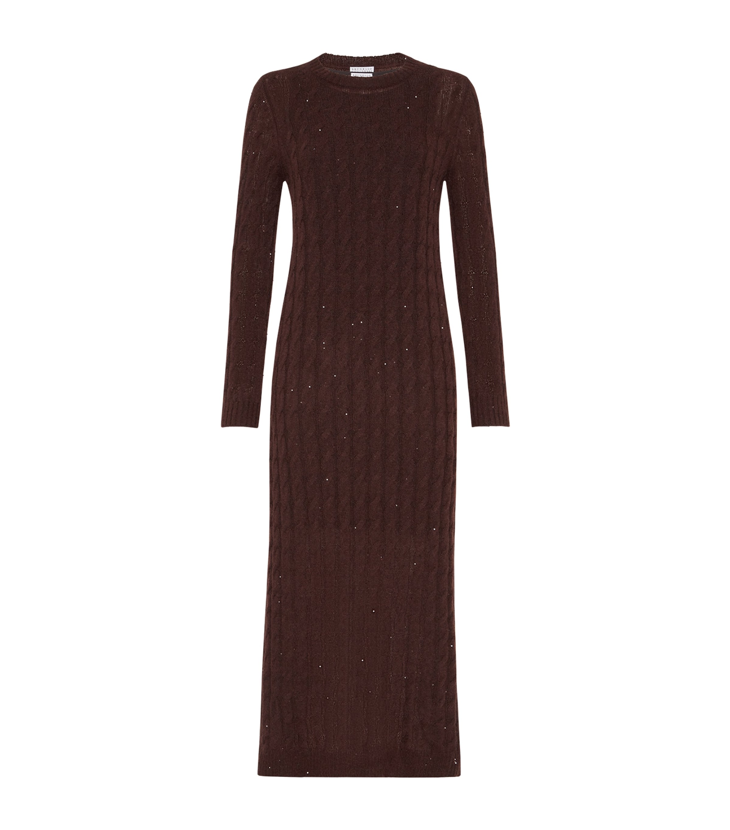 Brunello Cucinelli Brown Cable-Knit Maxi Dress | Harrods MC