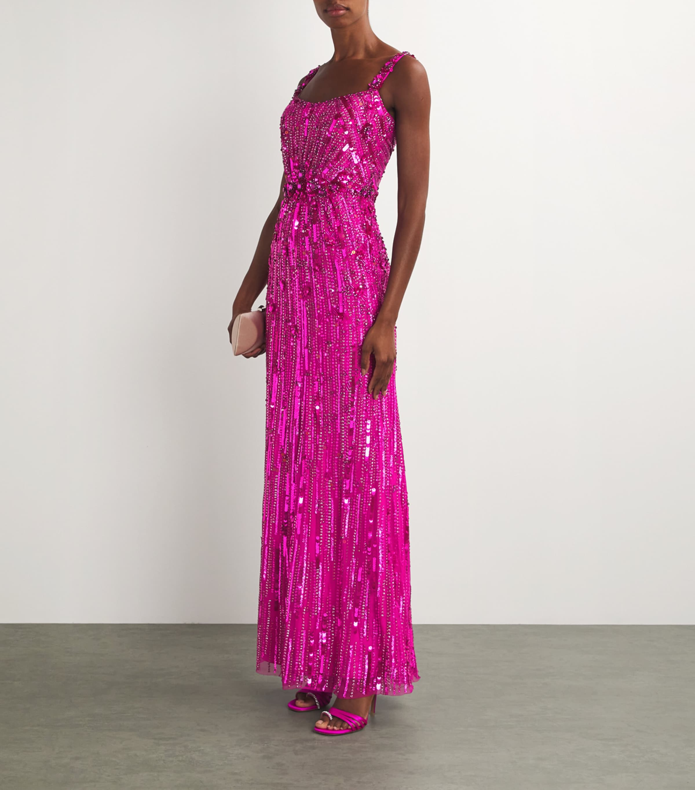 Jenny Packham Pink Sequin-Embellished Bright Gem Gown | Harrods UK