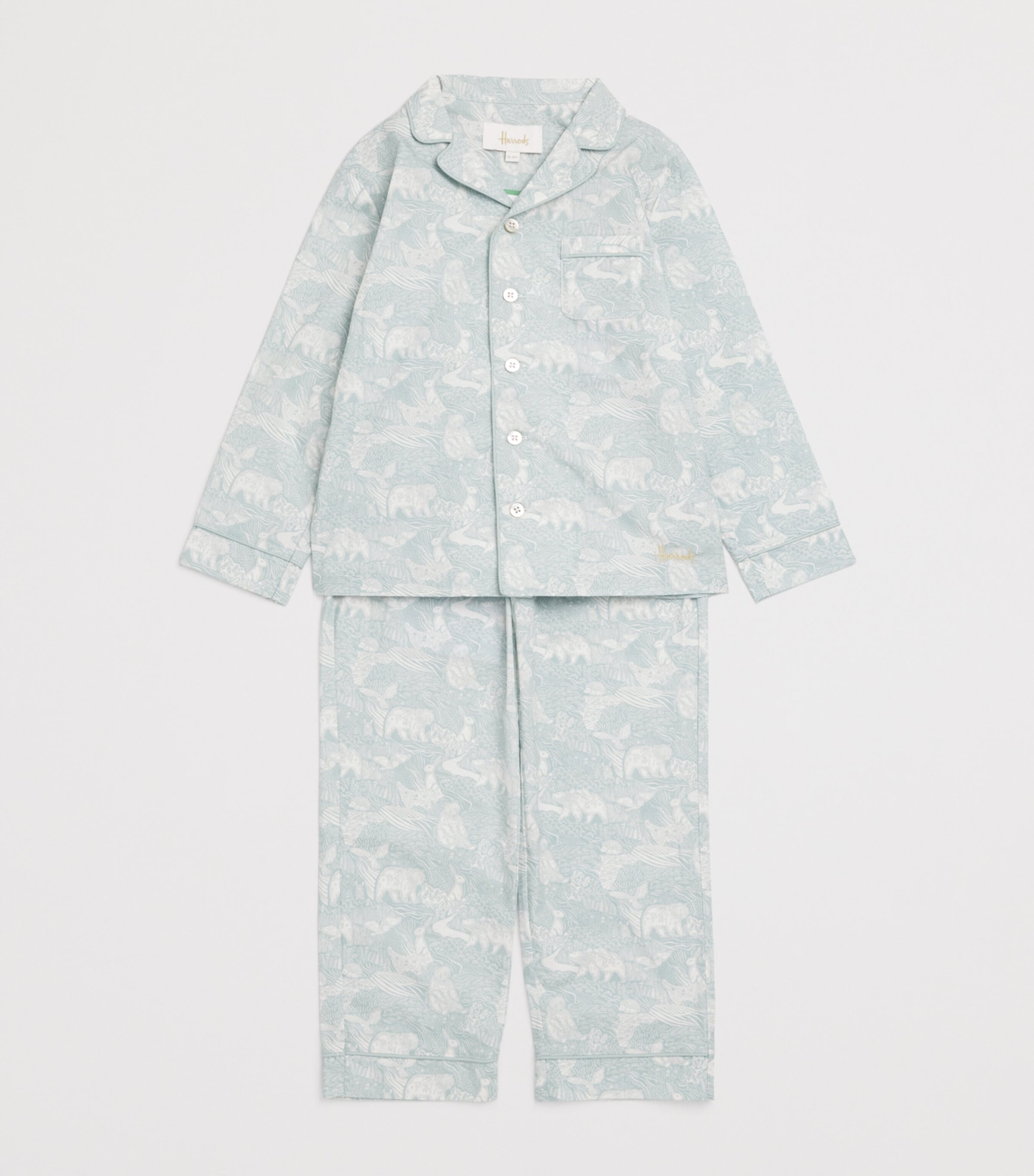 Harrods Blue Cotton Woodland Bear Print Pyjama Set (2-8 Years) | Harrods CA