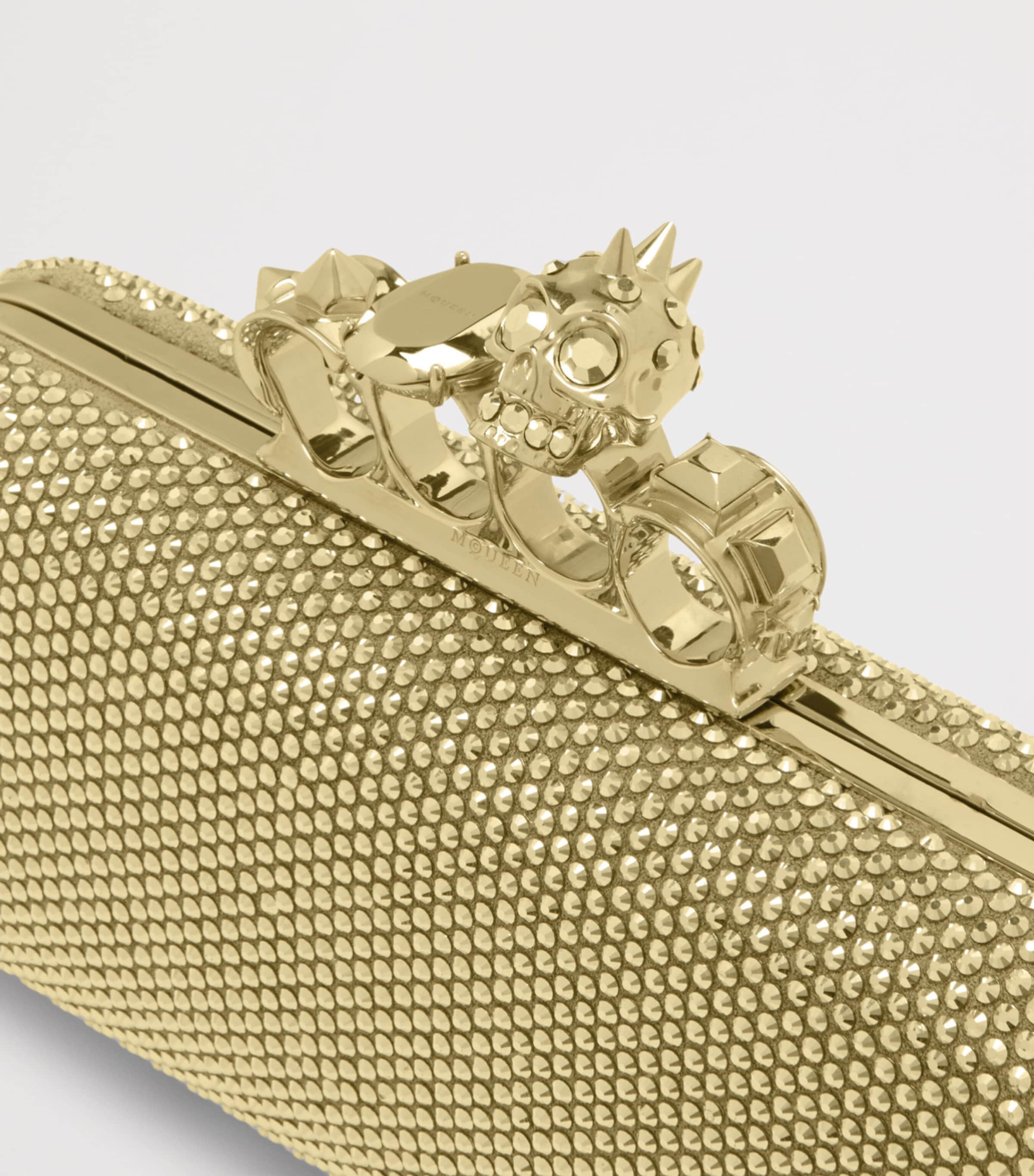 McQueen Gold Long Crystal-Embellished Knuckle Clutch Bag | Harrods US