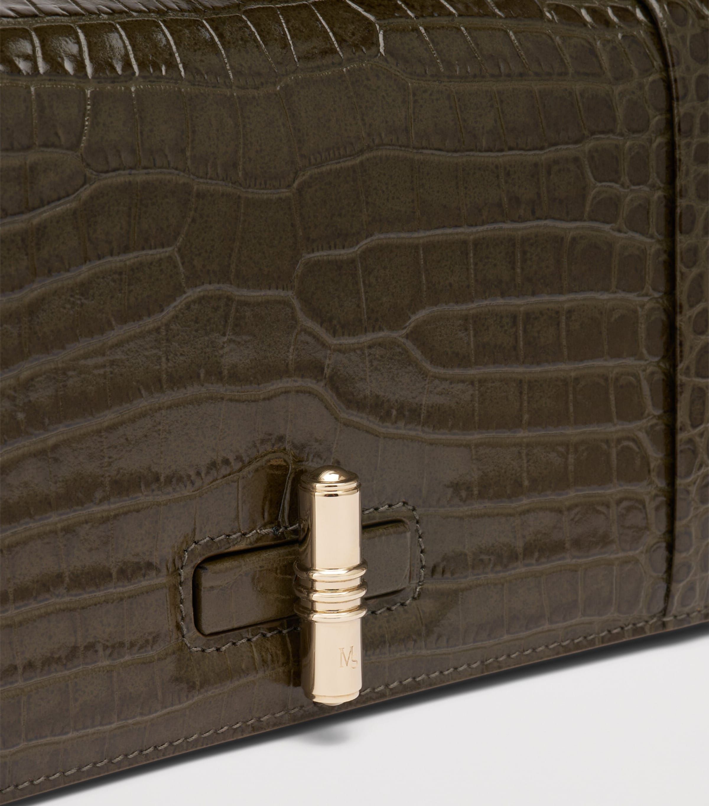 Malone Souliers Green Leather Croc-Embossed May Clutch Bag | Harrods UK