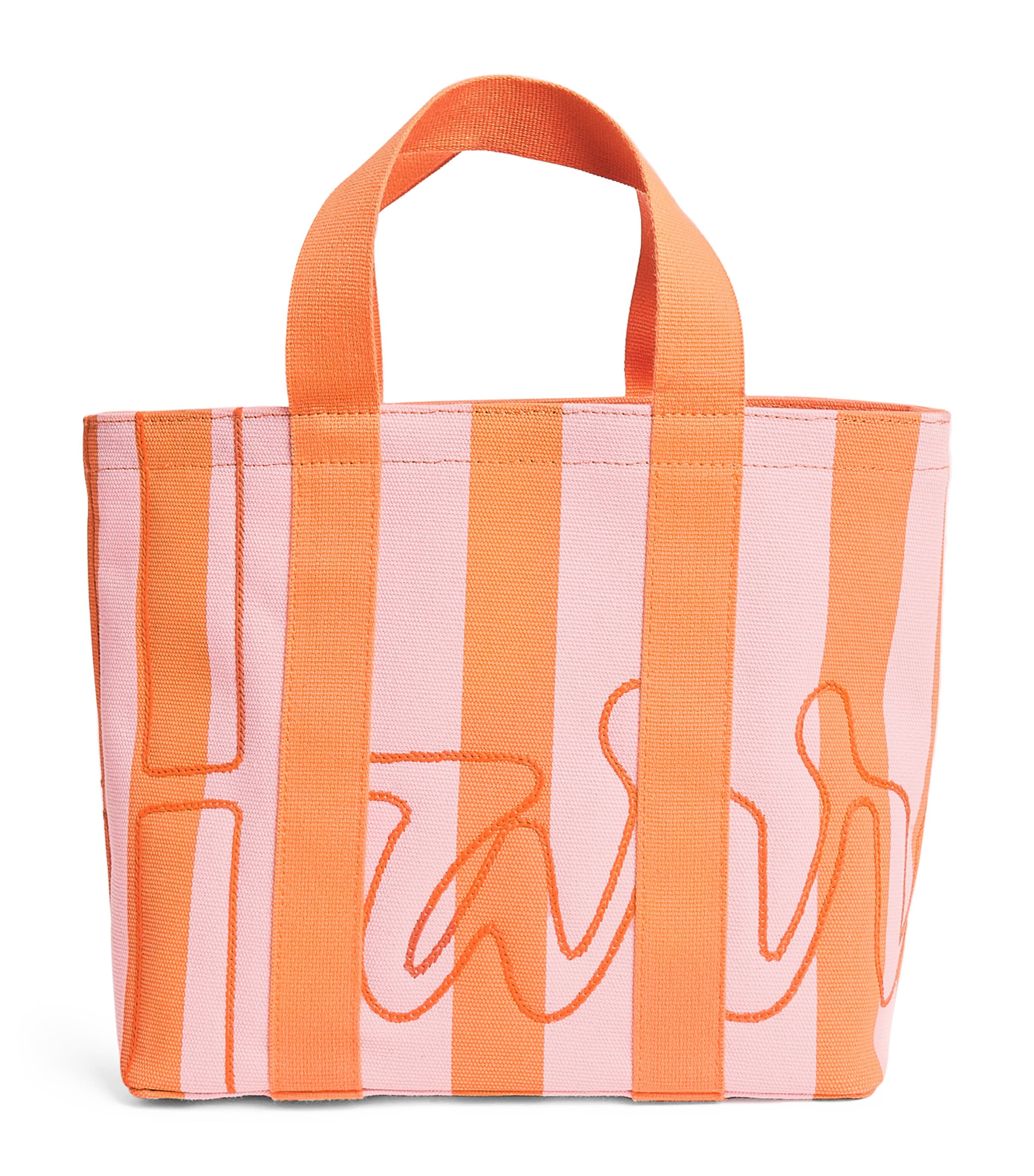 Harrods Pink Mini Cotton Stripe Logo Tote Bag | Harrods SG