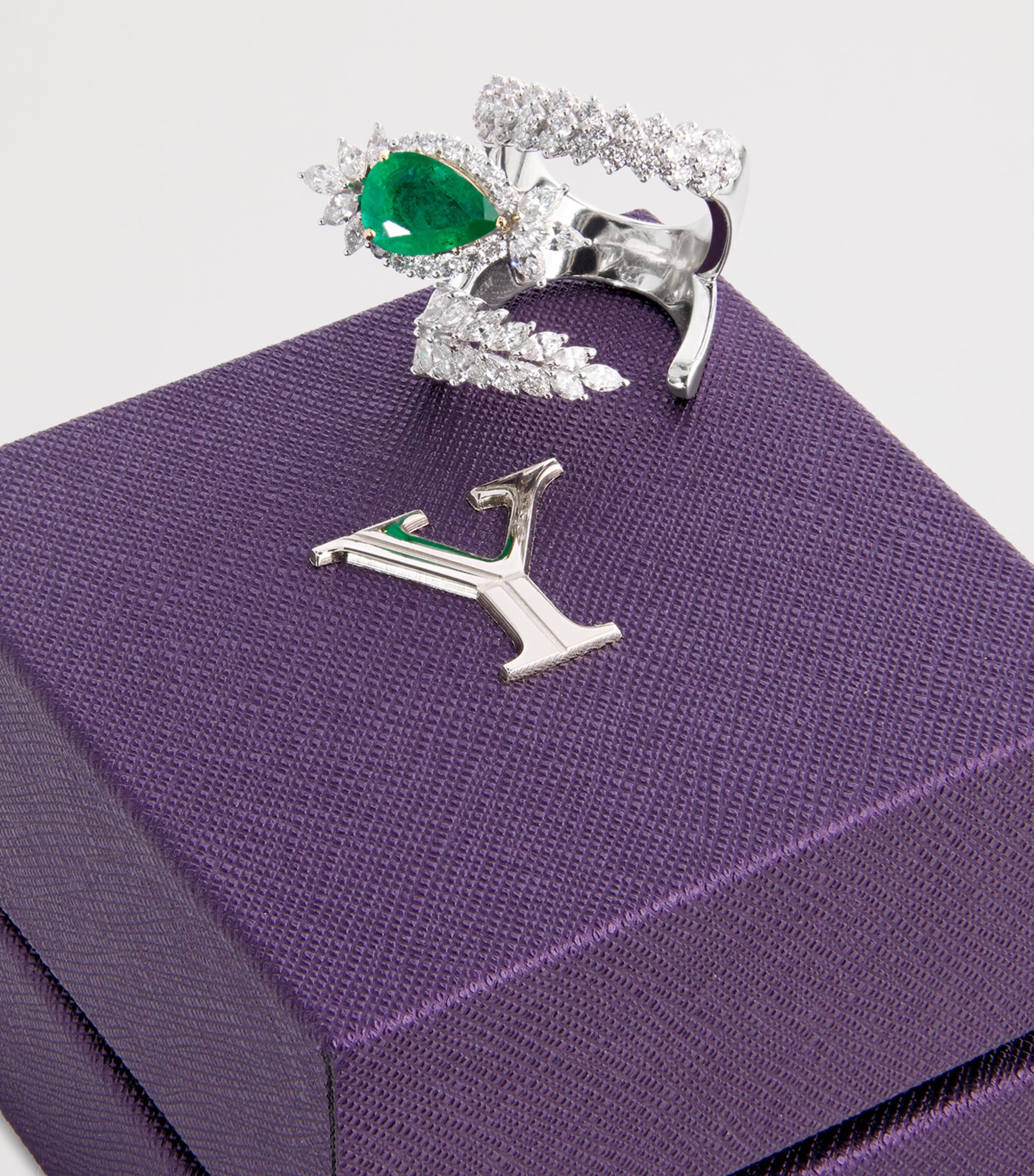 Yeprem White Gold, Diamond and Emerald Reign Supreme Ring | Harrods QA