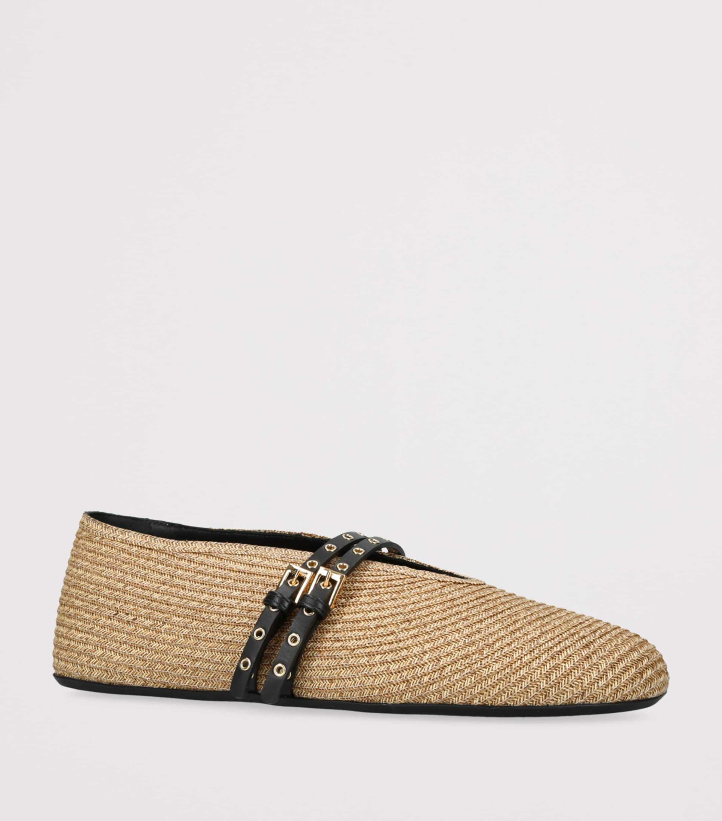 Alaïa Beige Raffia-Leather Ballet Flats | Harrods UK
