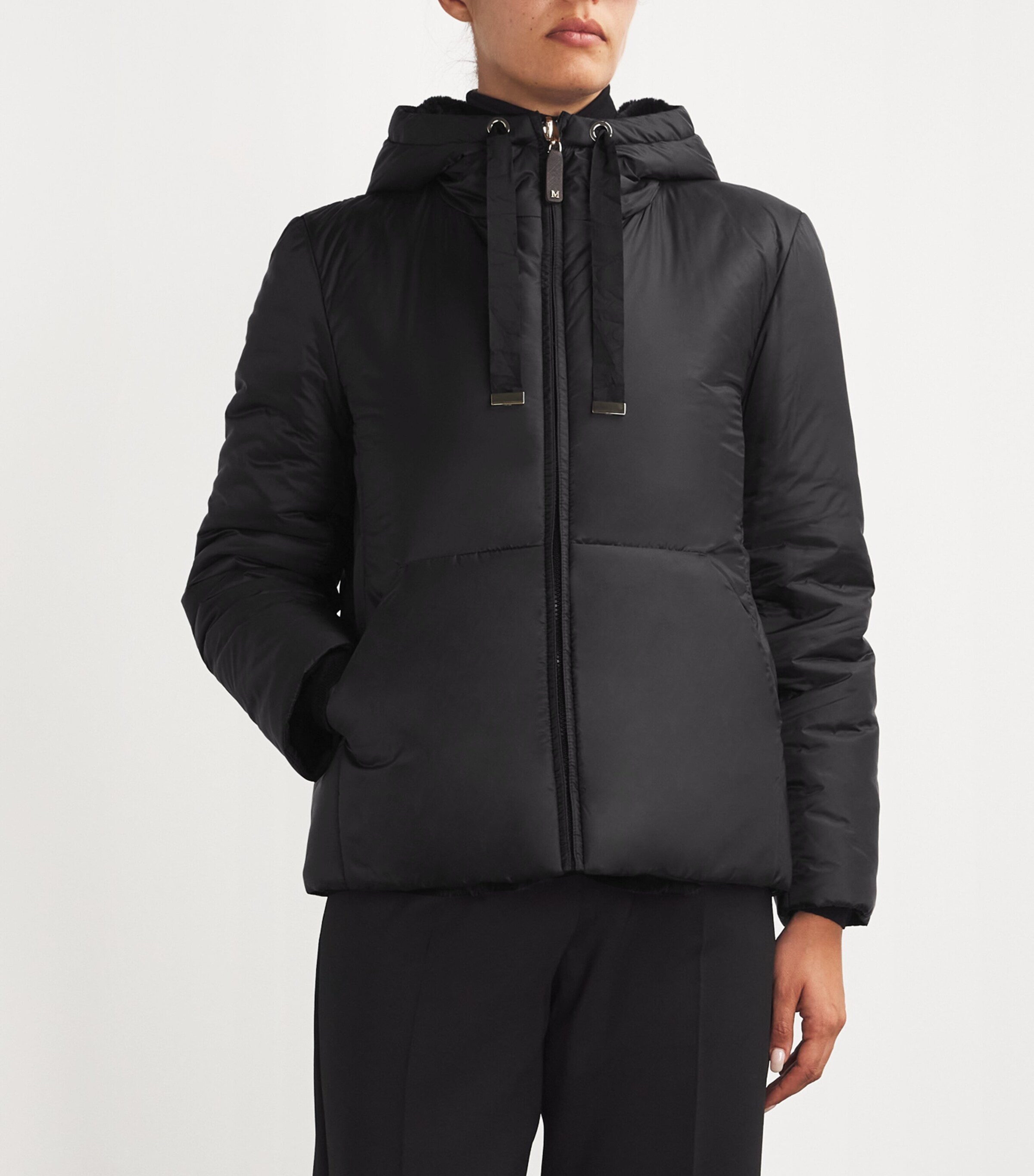 Max Mara Black Hooded Puffer Jacket | Harrods TW