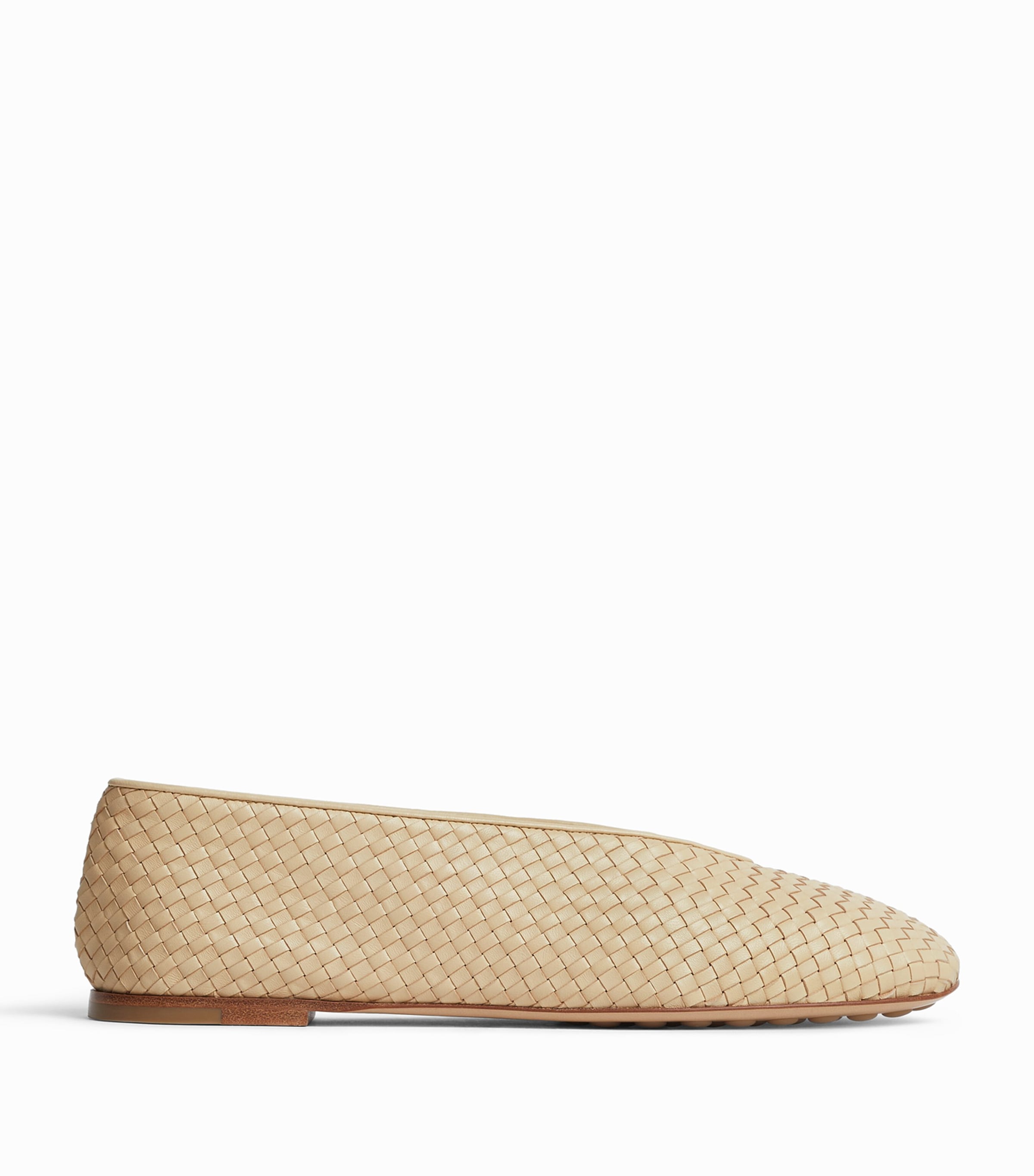 Bottega Veneta Neutral Lambskin Rosa Ballet Flats | Harrods AU